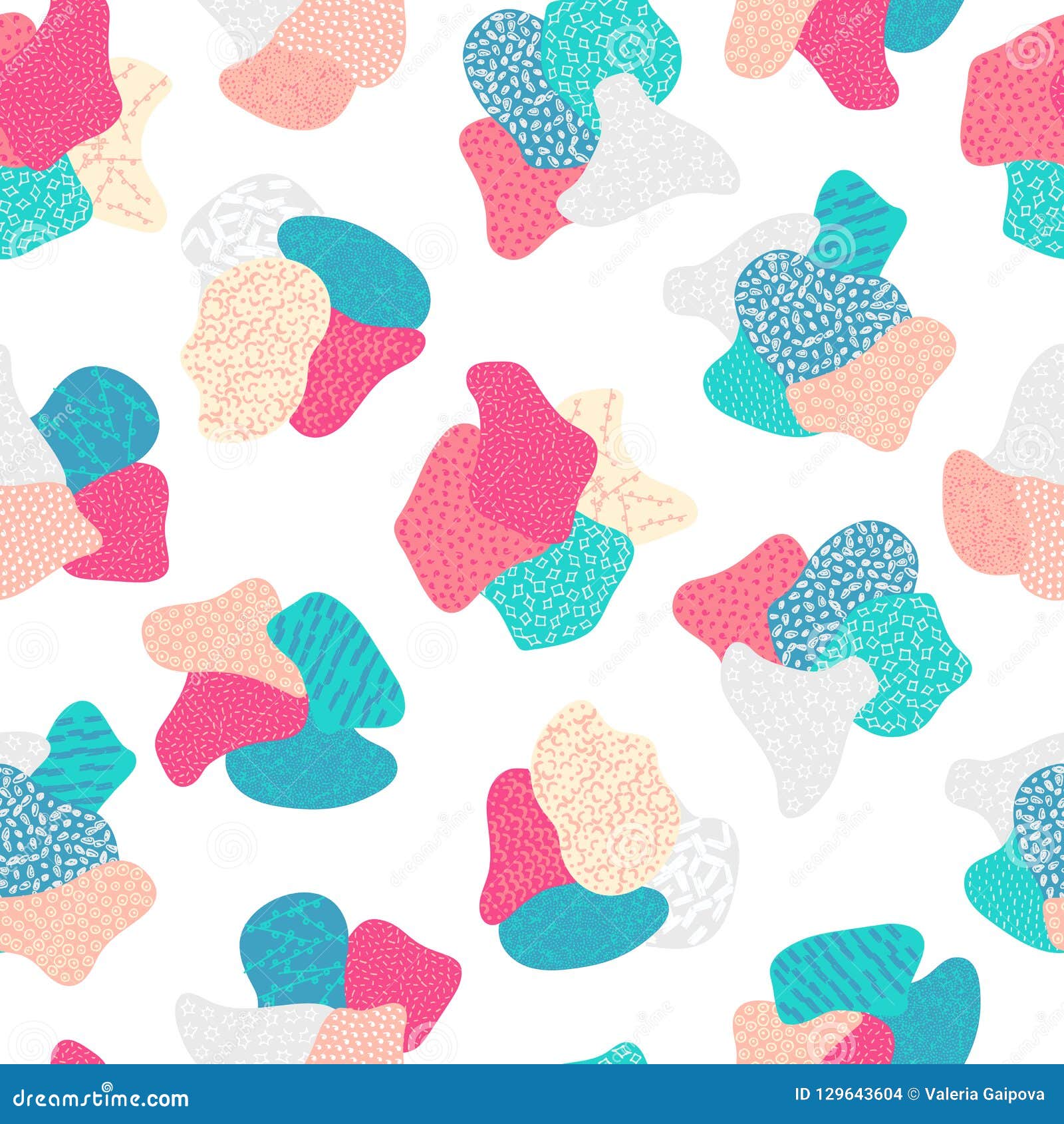Vector Seamless Pattern with Hand Drawn Abstract Shapes. Textured ...