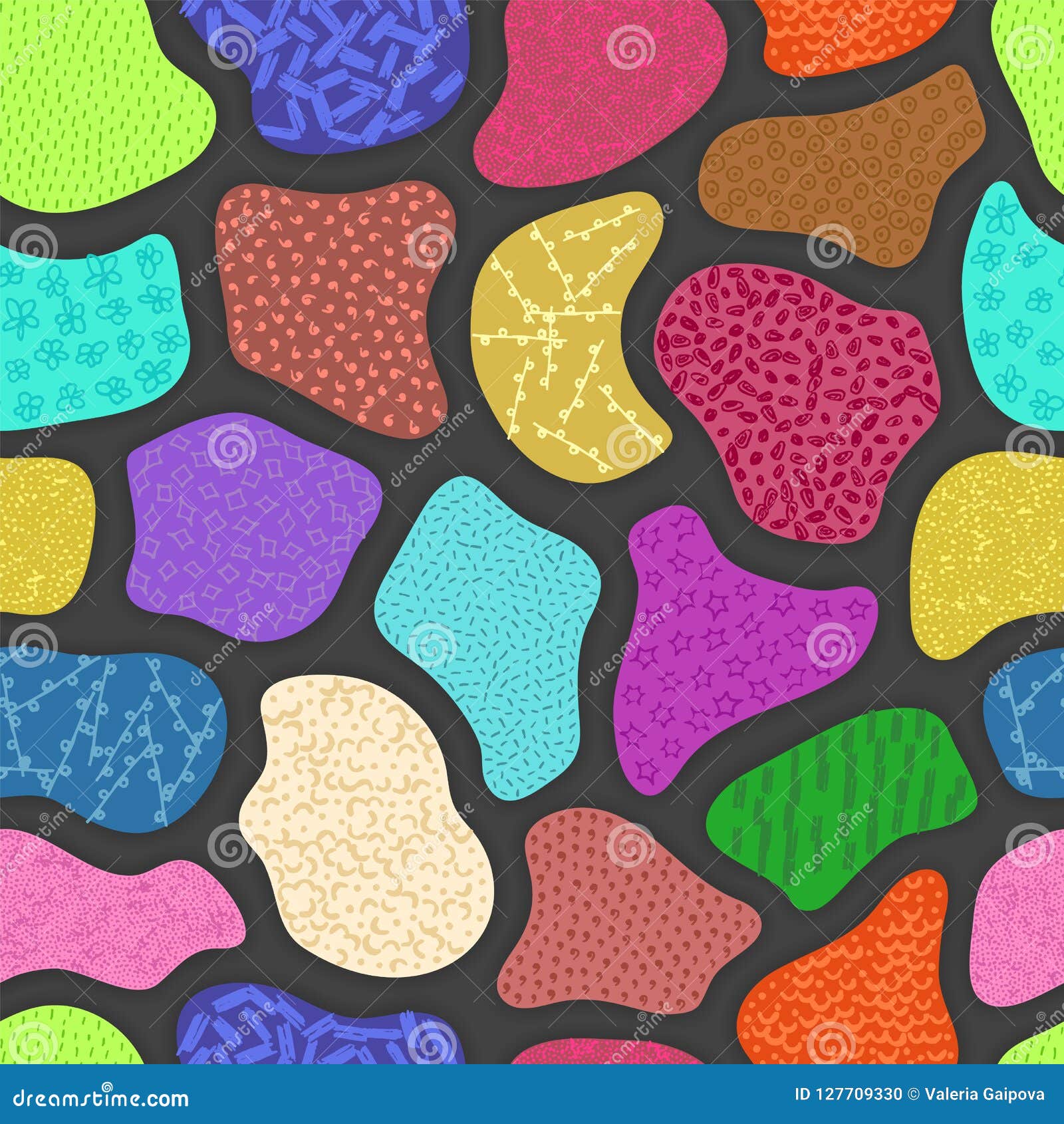 Vector Seamless Pattern with Hand Drawn Abstract Shapes. Textured ...