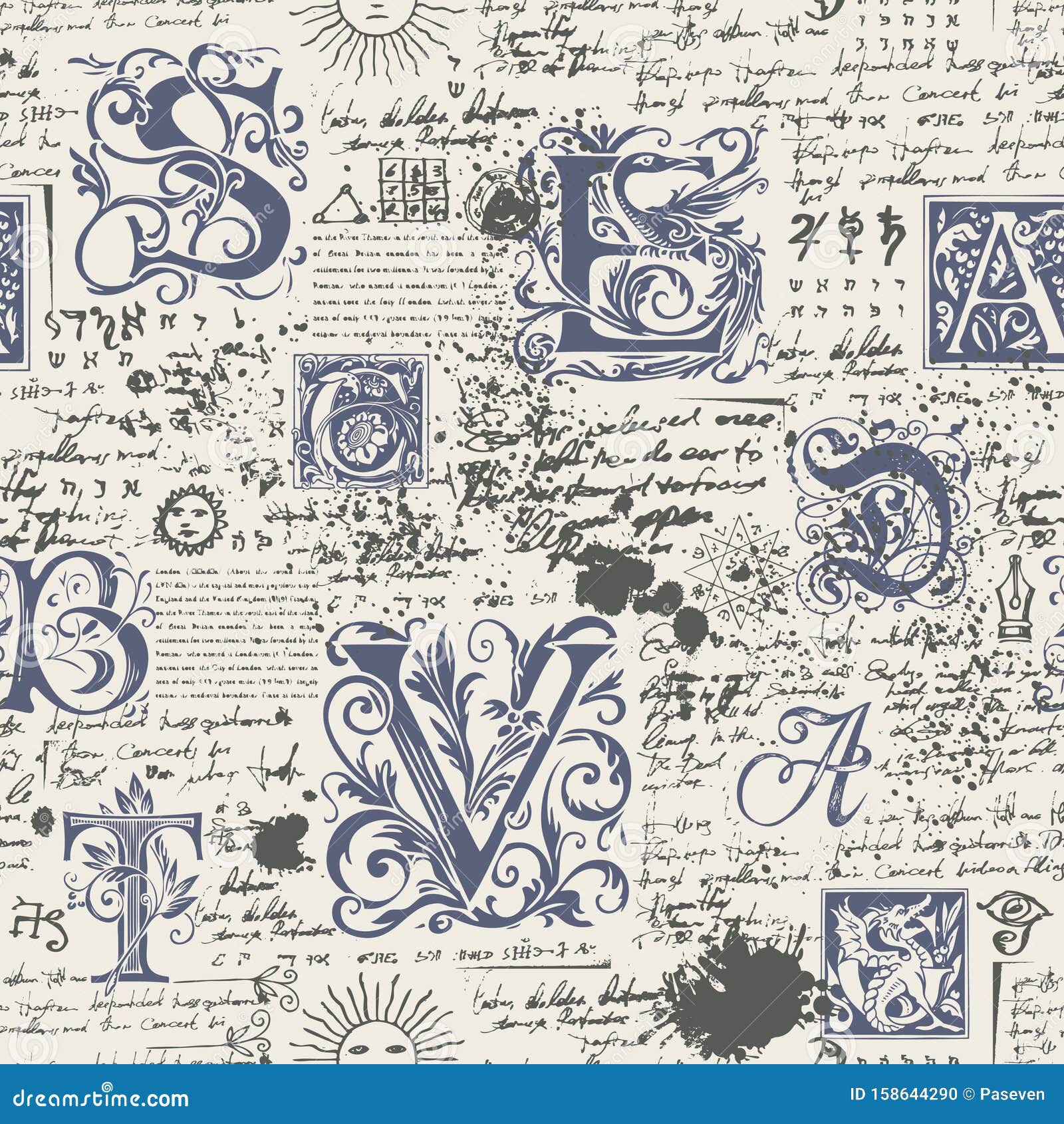 Seamless Pattern with Capital and Initial Letters Stock Vector ...