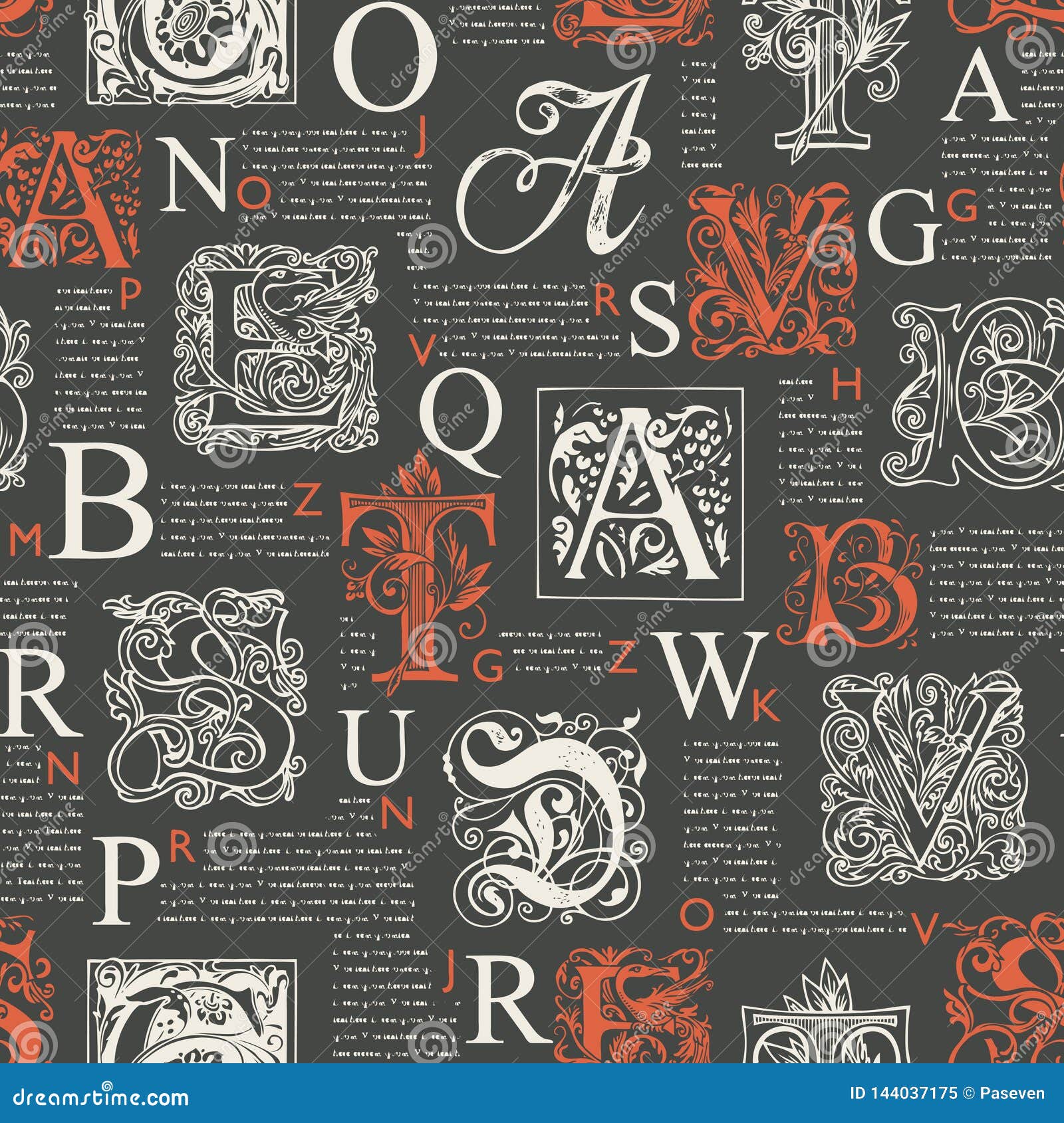 Seamless Pattern with Capital and Initial Letters Stock Vector ...