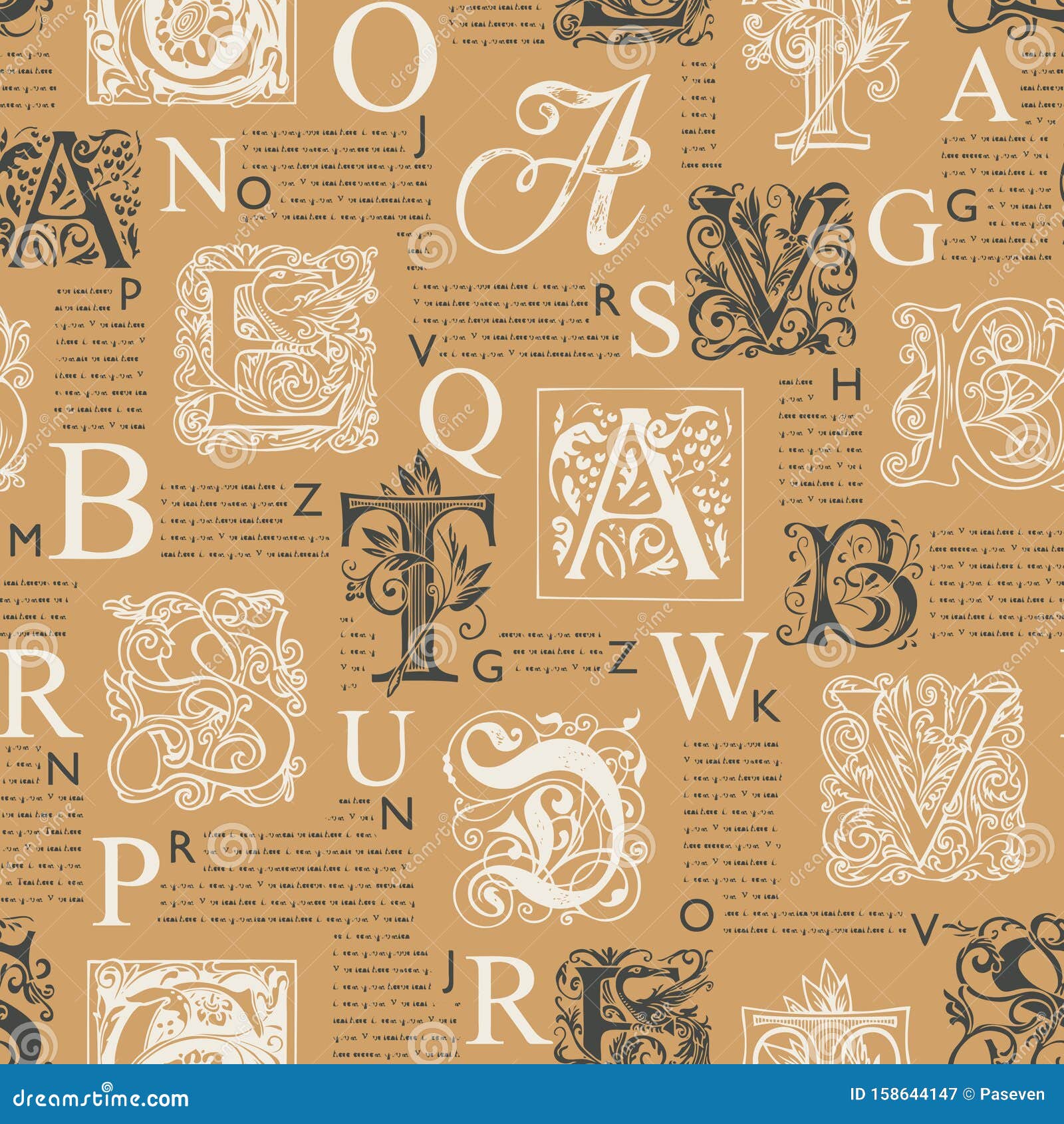 Seamless Pattern with Capital and Initial Letters Stock Vector ...