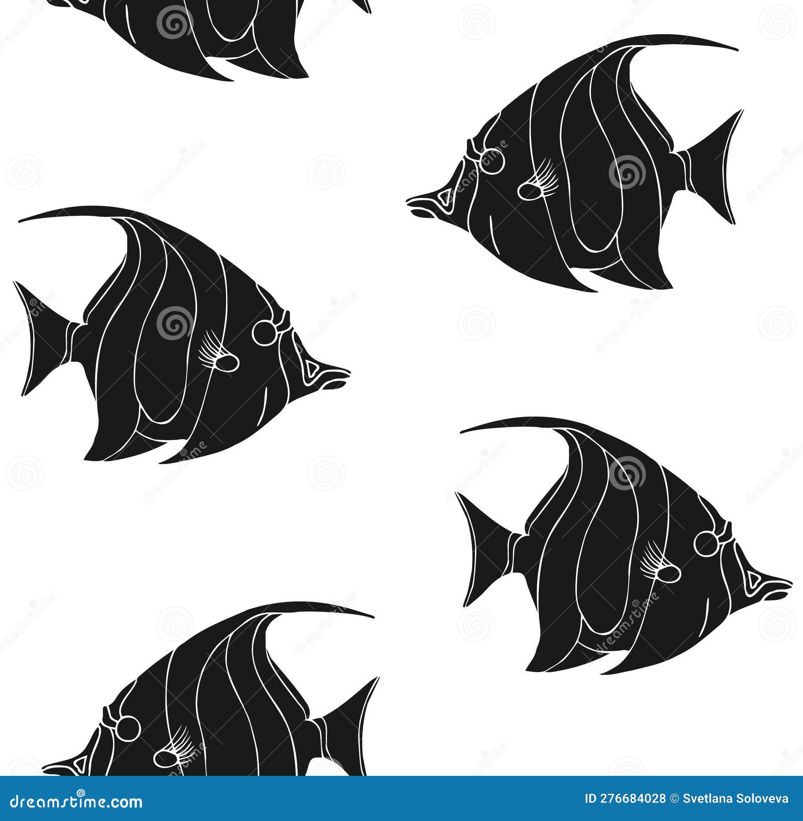 Vector Seamless Pattern of Hand Drawn Angel Fish Stock Vector ...