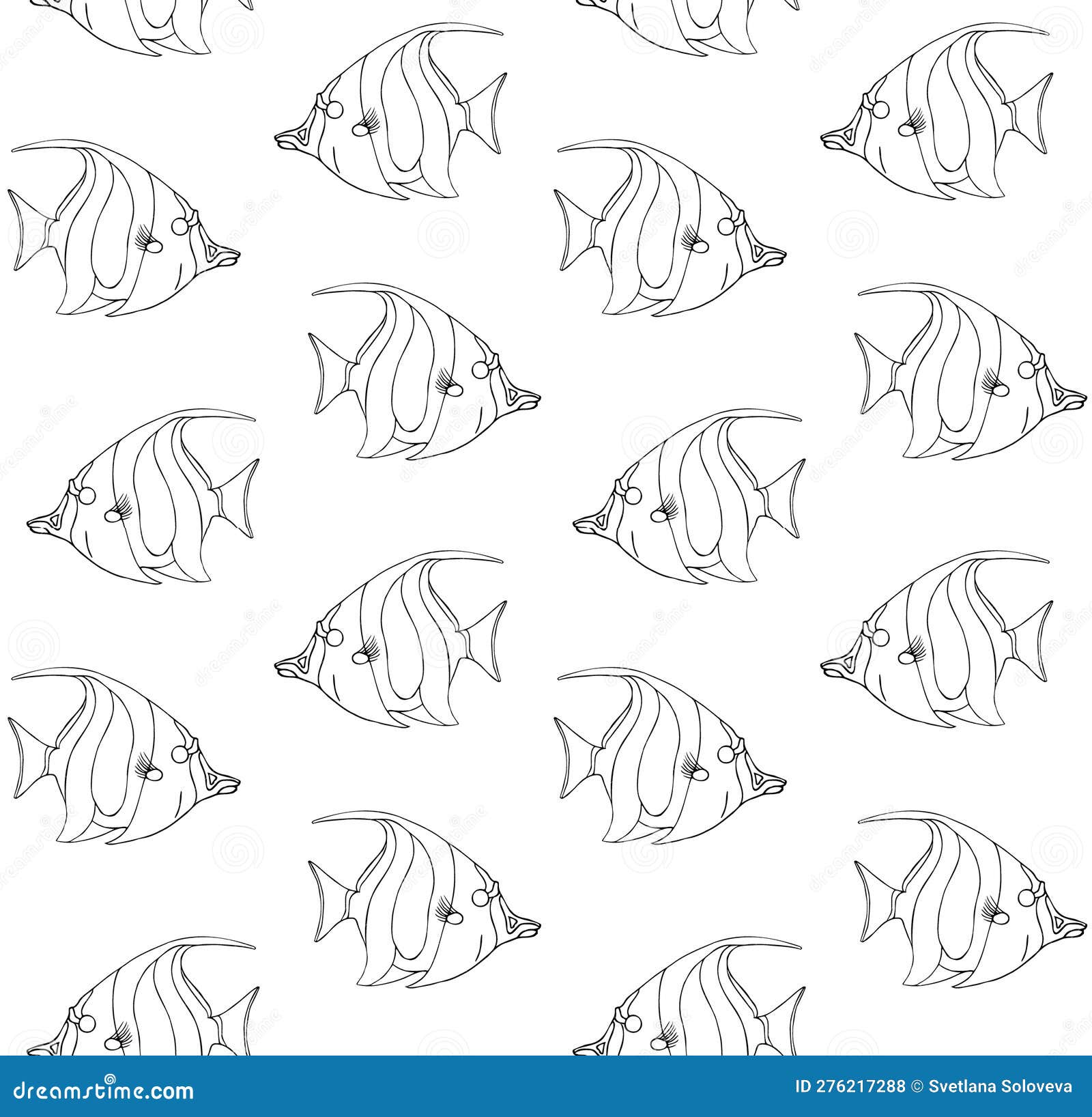 Vector Seamless Pattern of Hand Drawn Angel Fish Stock Vector ...