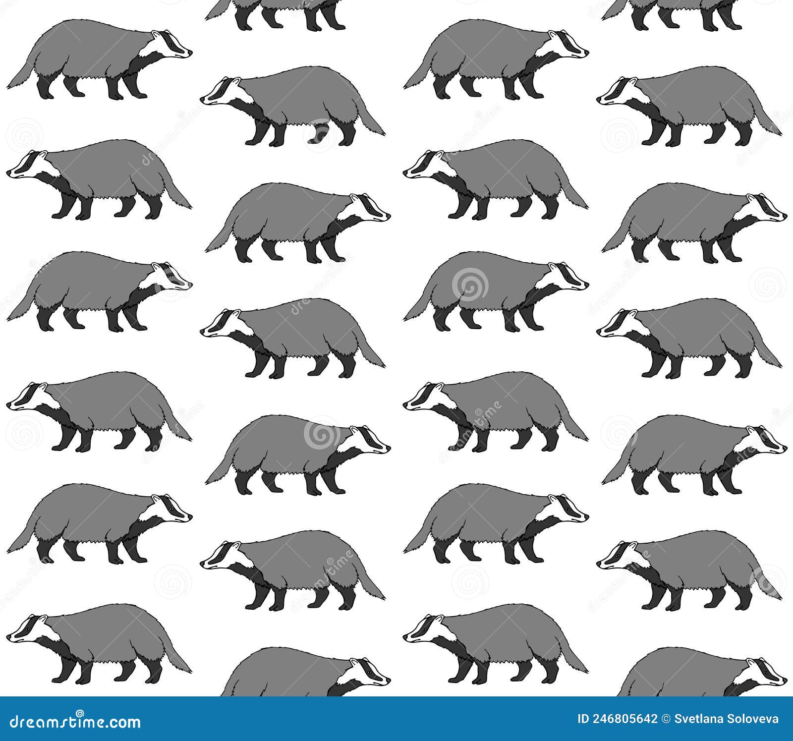 Vector Seamless Pattern of Hand Drawn Badger Stock Vector ...