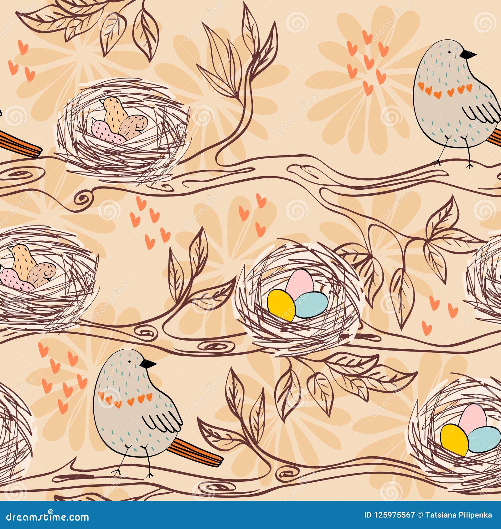 Vector Bird nest stock vector. Illustration of sketch - 125975567