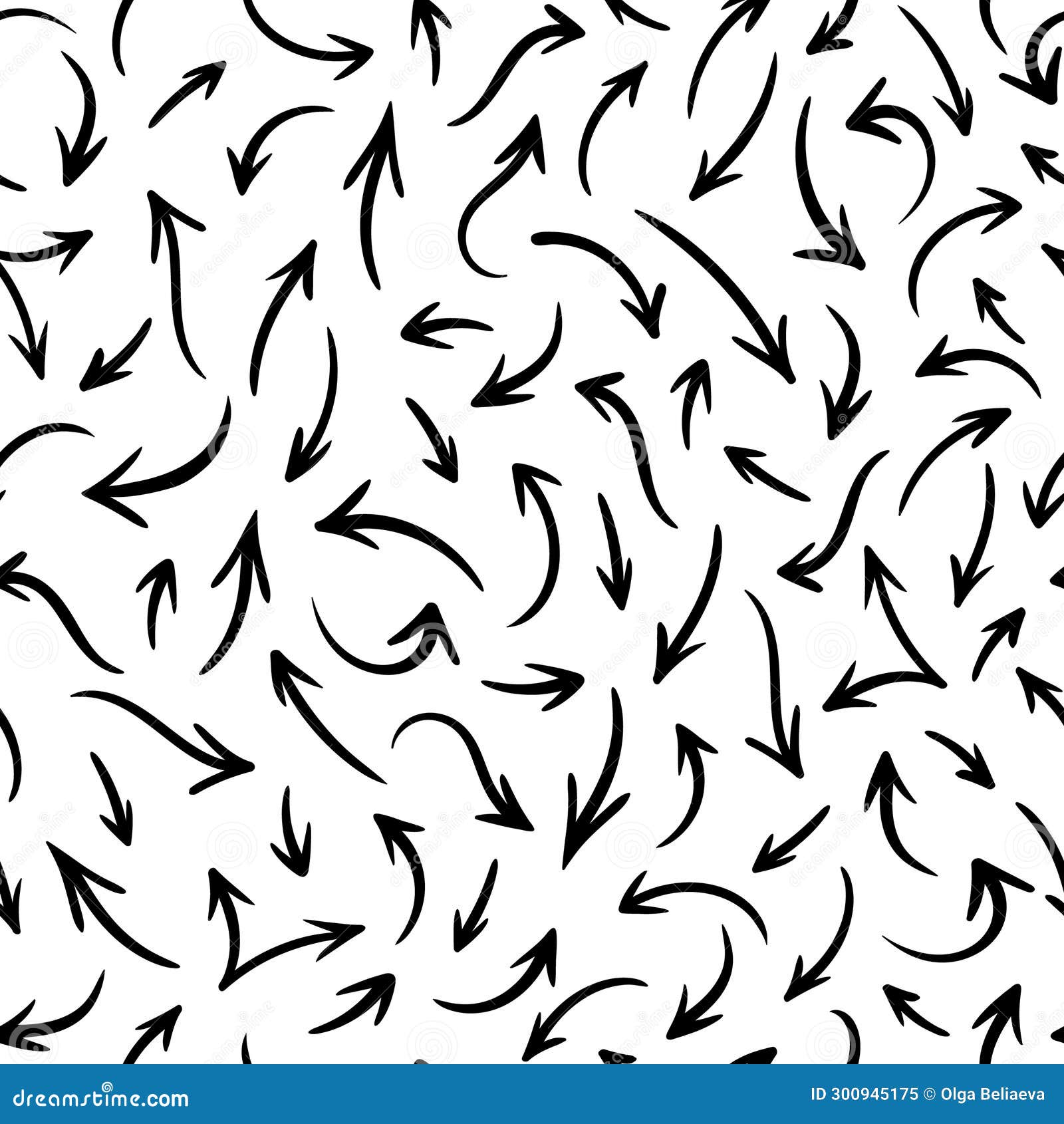 Vector Seamless Pattern with Hand Drawn Black Arrows Stock Illustration ...