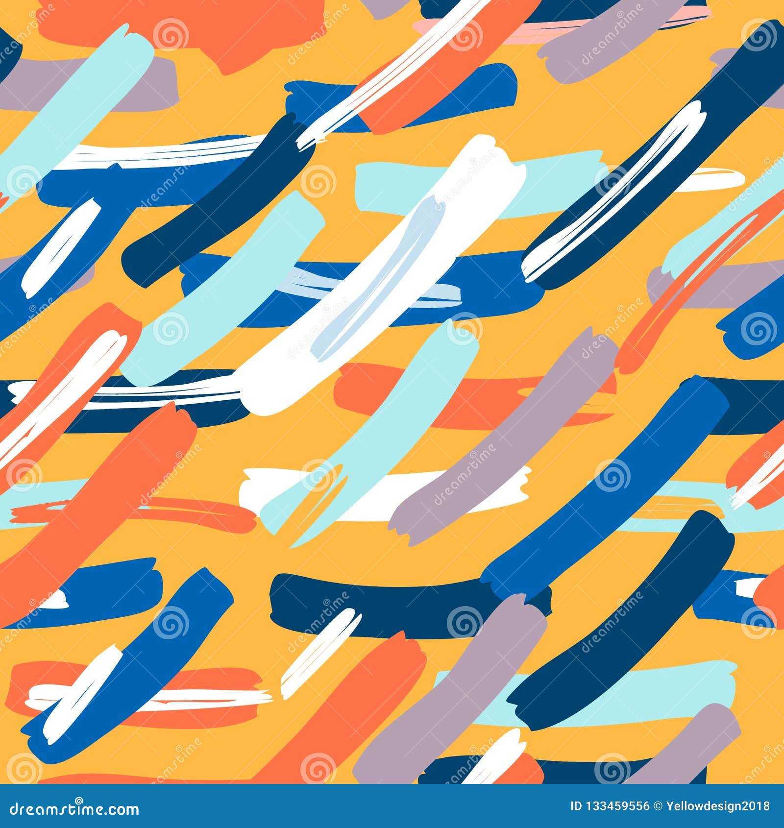 Seamless Pattern with Hand Drawn Brush Strokes and Stripes Hand Painted Stock Illustration ...