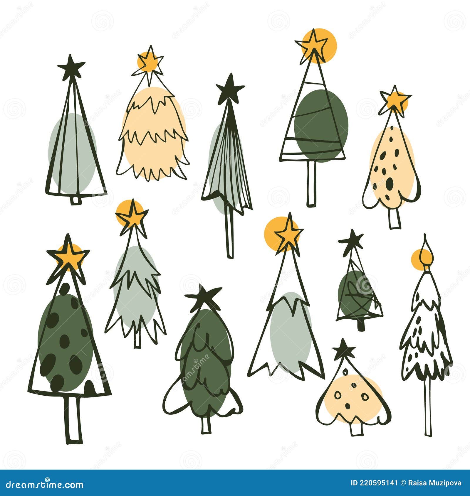 Vector Seamless Pattern with Hand Drawn Christmas Trees.Sketch ...
