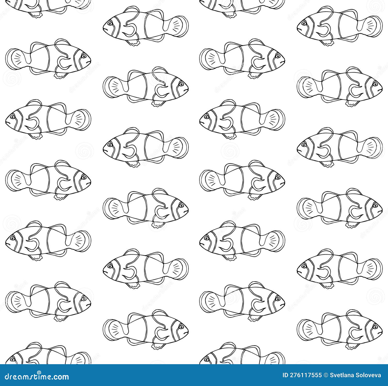 Vector Seamless Pattern of Hand Drawn Clown Fish Stock Vector ...