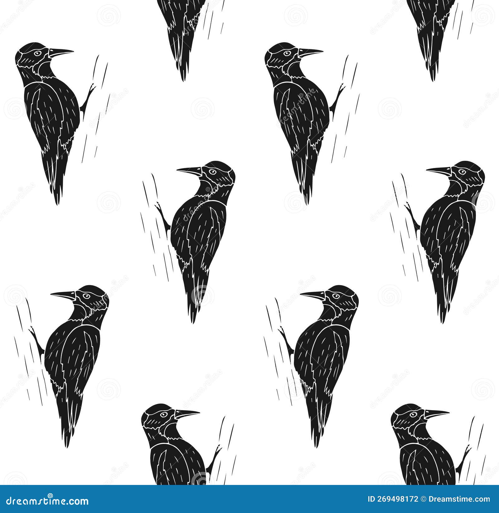 Vector Seamless Pattern of Woodpecker Stock Vector - Illustration of ...