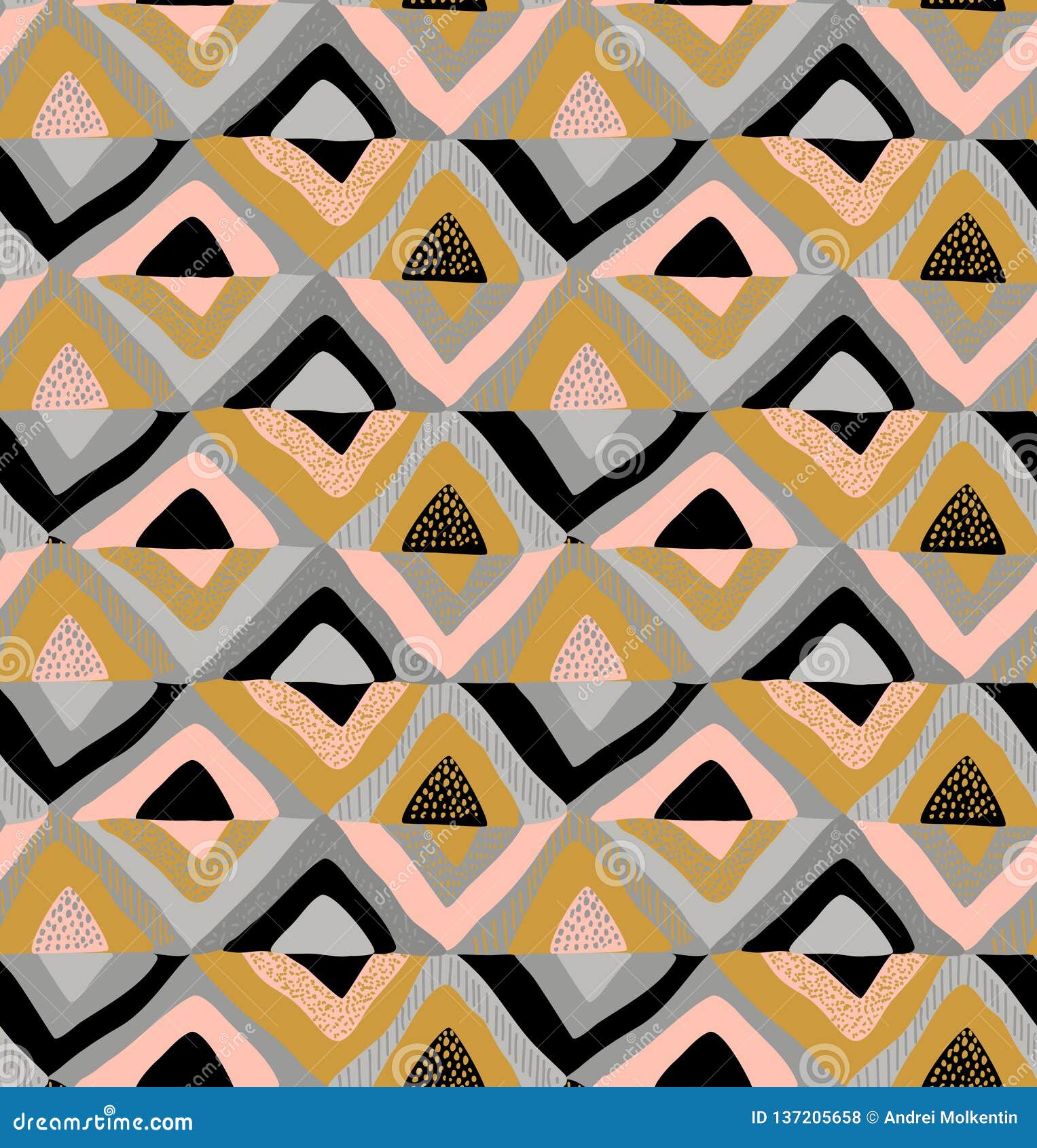 Vector Seamless Pattern with Hand Drawn Colorful Triangle Abstract ...