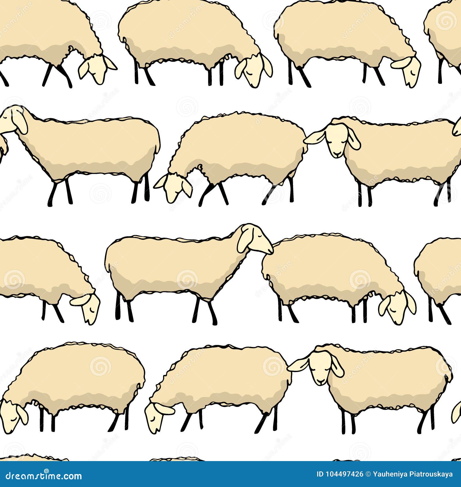 Hand drawn sheep pattern stock vector. Illustration of livestock ...