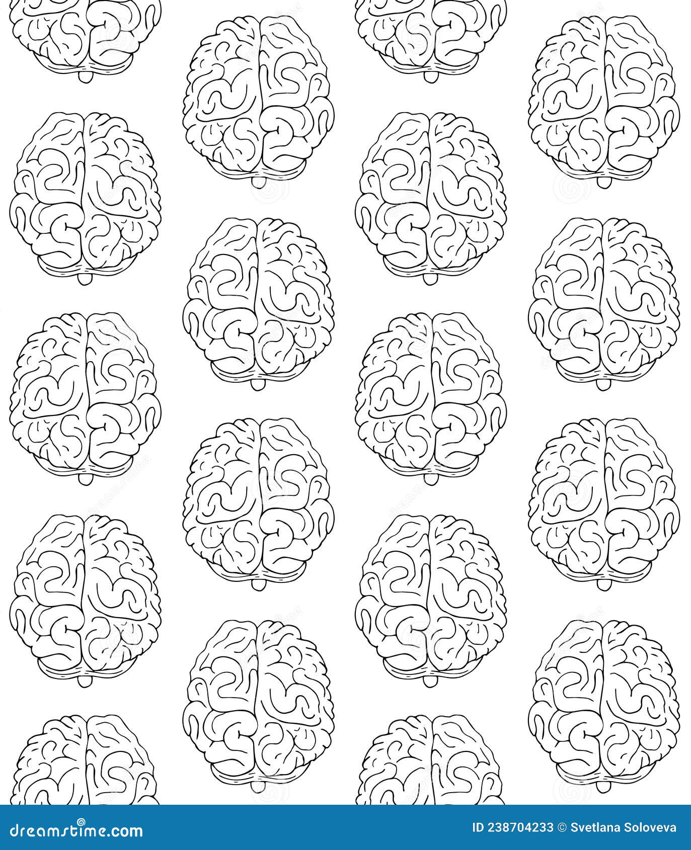 Vector Seamless Pattern of Hand Drawn Brain Stock Illustration ...