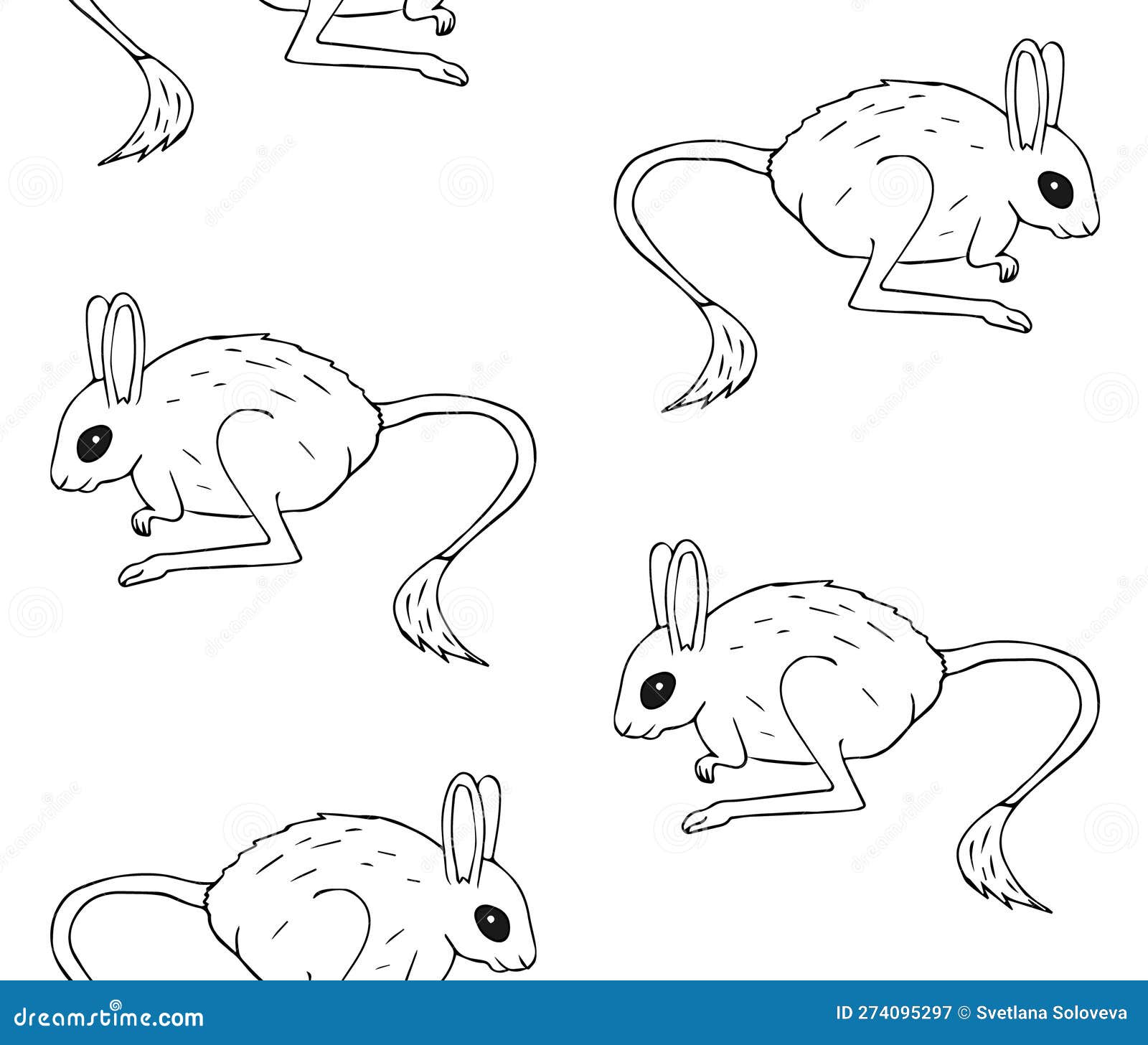 Vector Seamless Pattern of Hand Drawn Jerboa Stock Vector ...