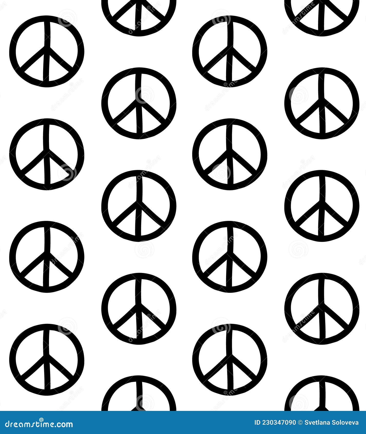Vector Seamless Pattern of Hand Drawn Peace Sign Stock Vector ...
