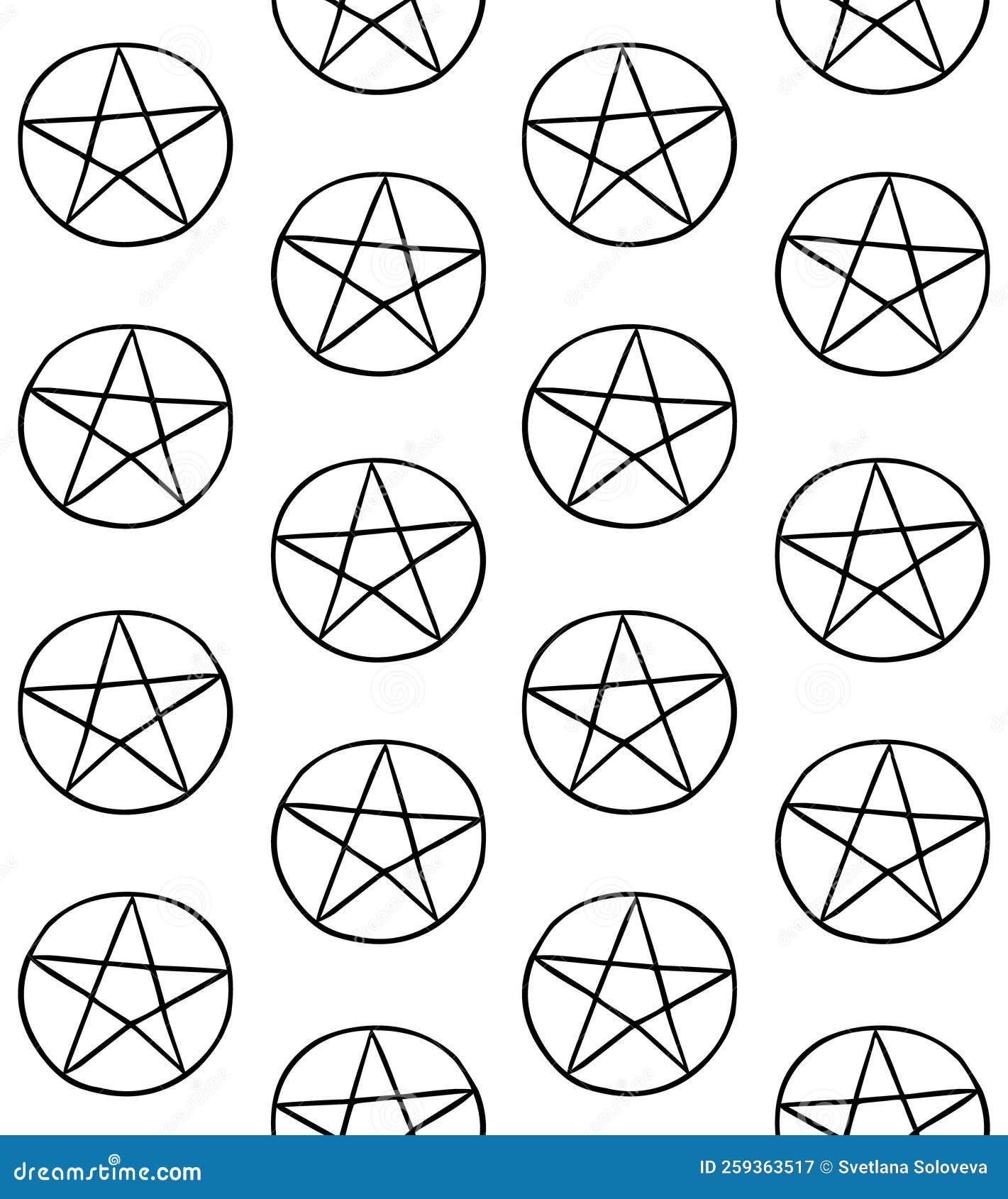 Vector Seamless Pattern of Pentagram Stock Vector - Illustration of ...