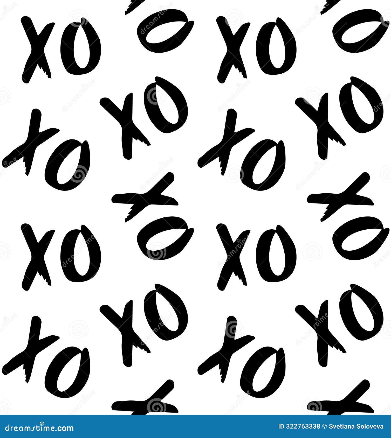 Vector Seamless Pattern of Hand Drawn Xoxo Stock Vector - Illustration ...