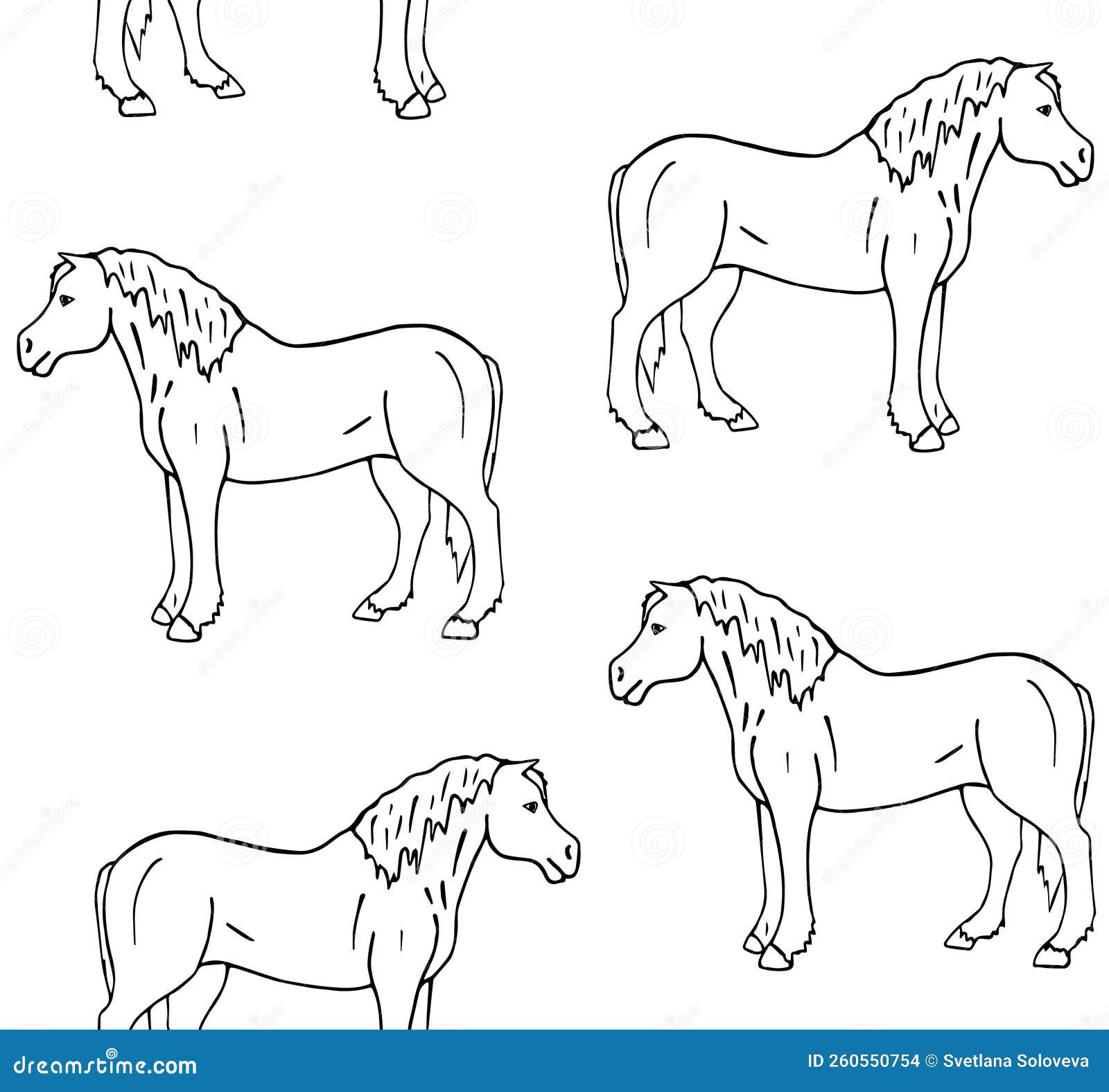Vector Seamless Pattern of Hand Drawn Draft Horse Stock Vector ...