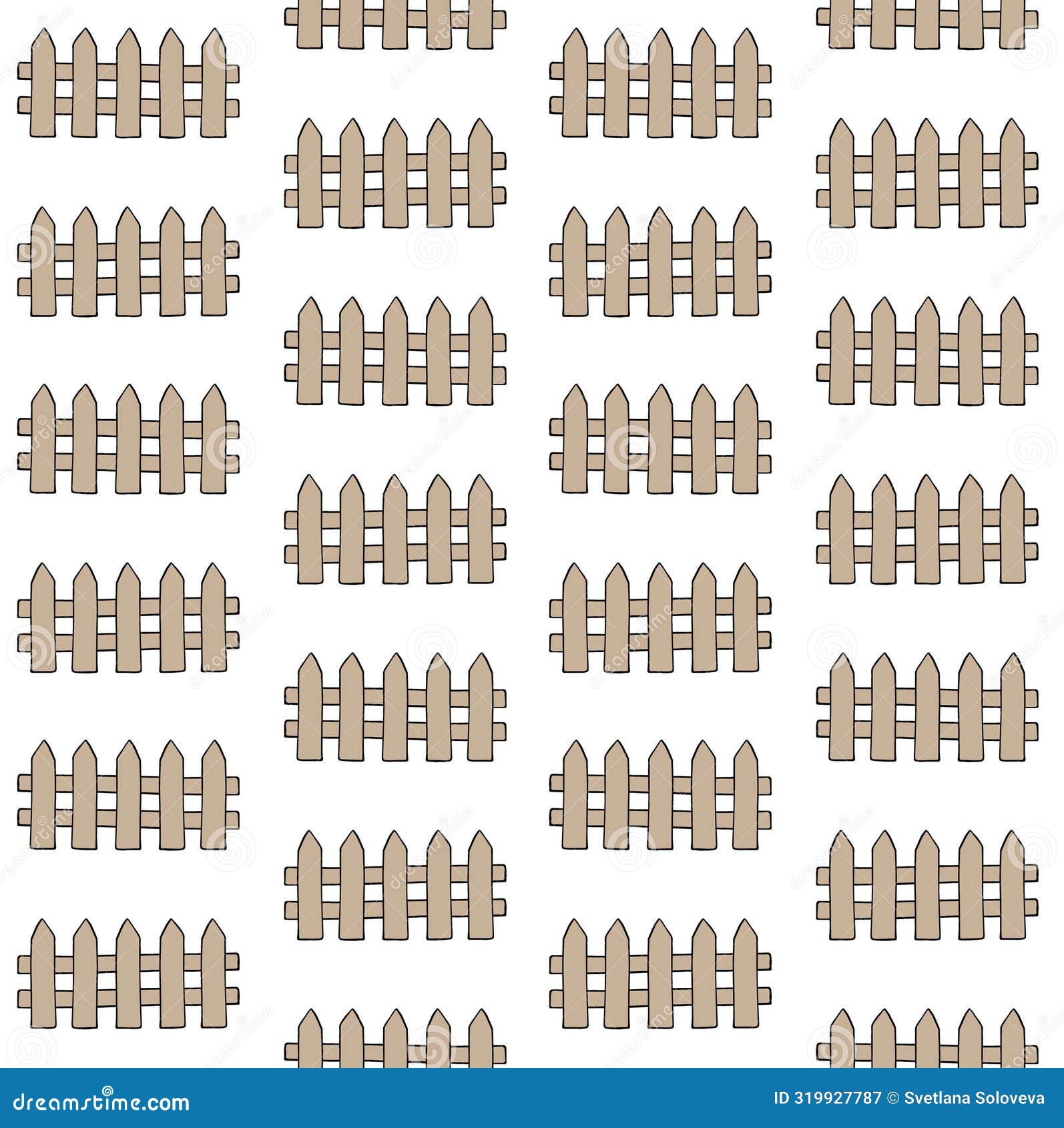 Vector Seamless Pattern of Hand Drawn Fence Stock Vector - Illustration ...