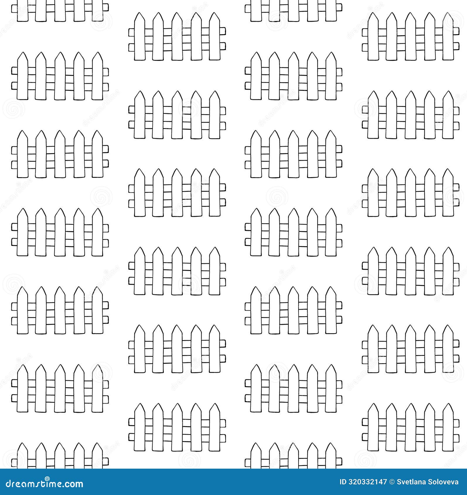Vector Seamless Pattern of Hand Drawn Fence Stock Vector - Illustration ...