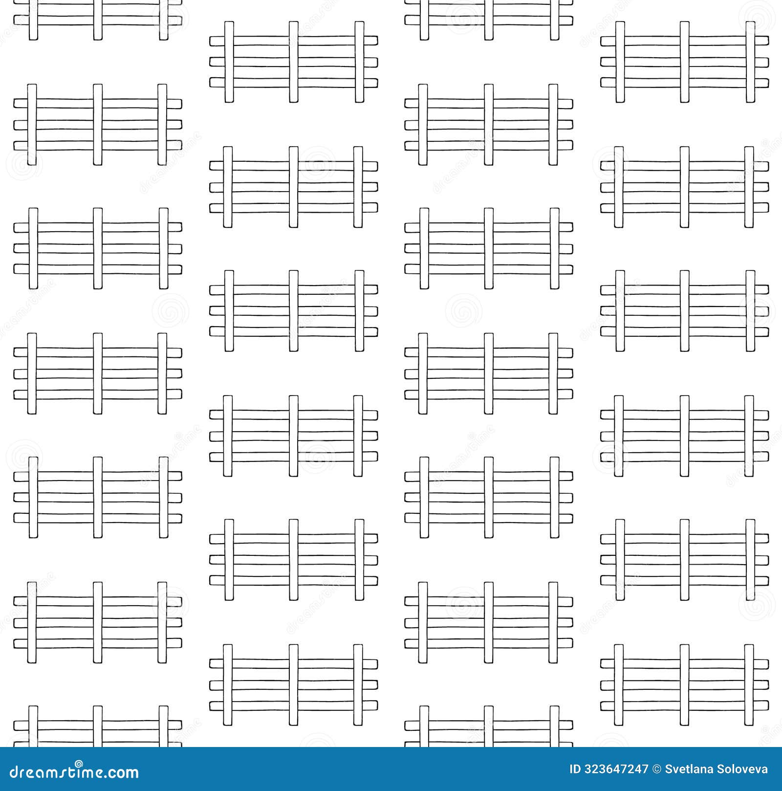 Vector Seamless Pattern of Hand Drawn Fence Stock Vector - Illustration ...