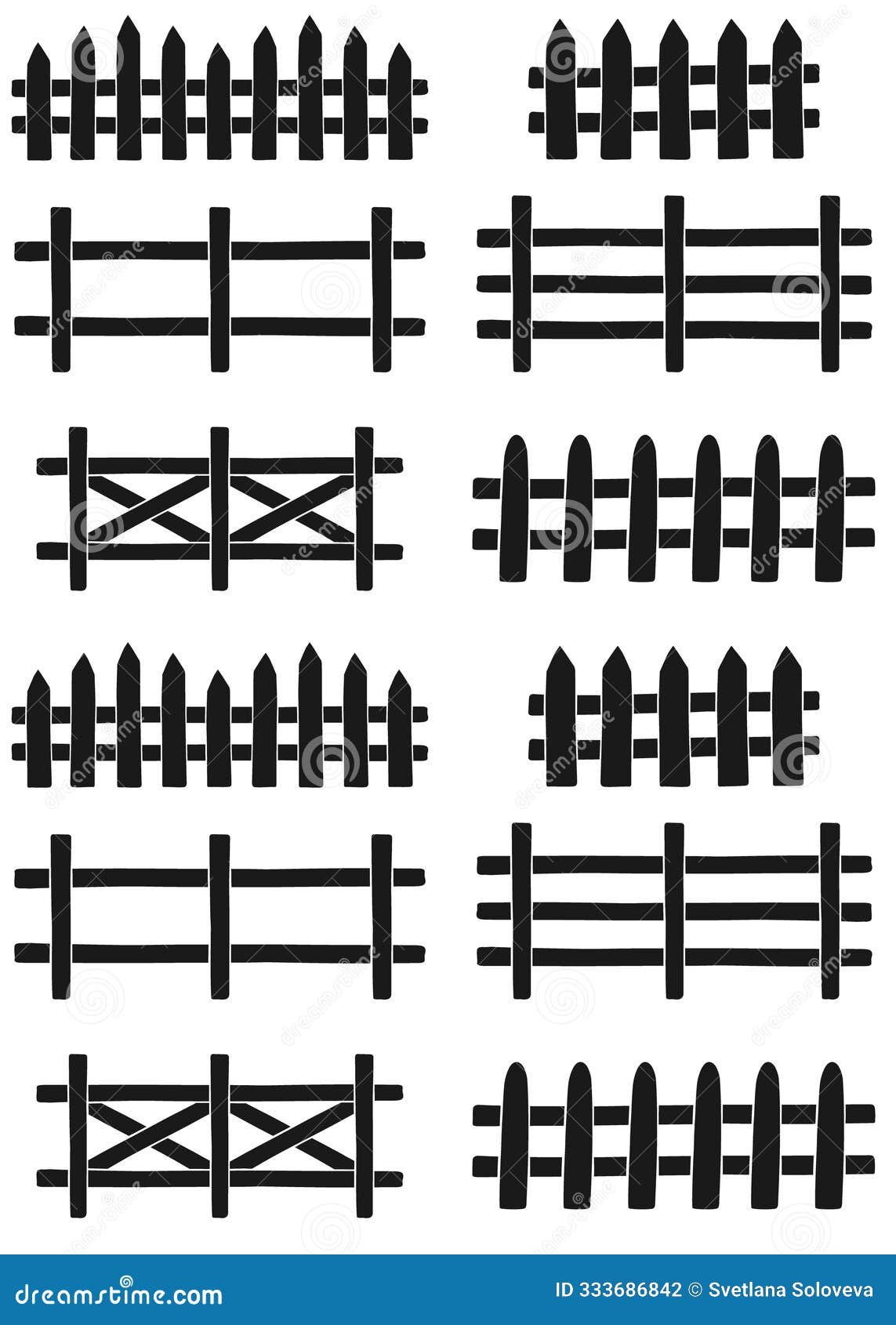 Vector Seamless Pattern of Hand Drawn Fences Stock Illustration ...