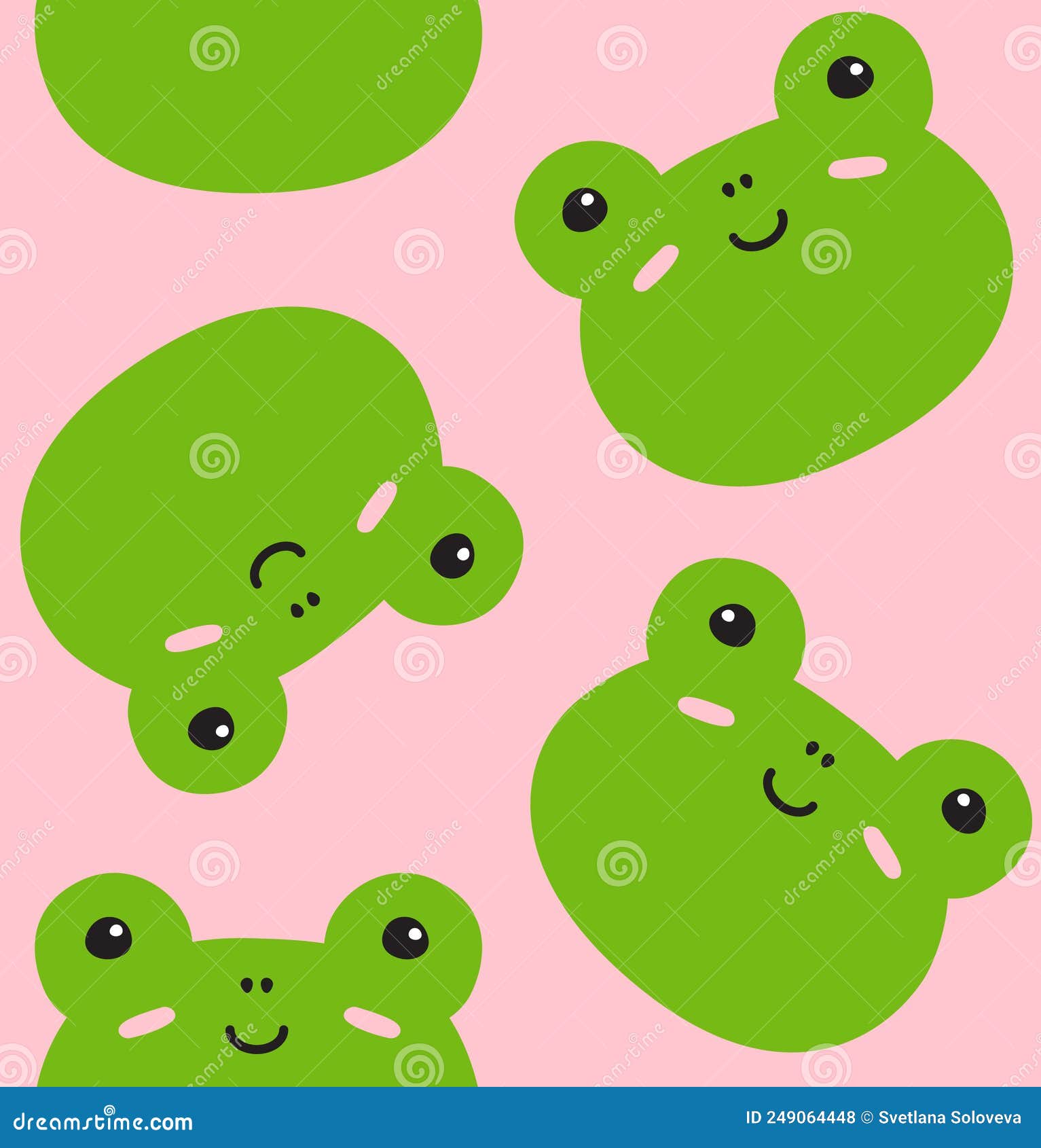 Vector Seamless Pattern of Hand Drawn Frog Face Stock Vector ...