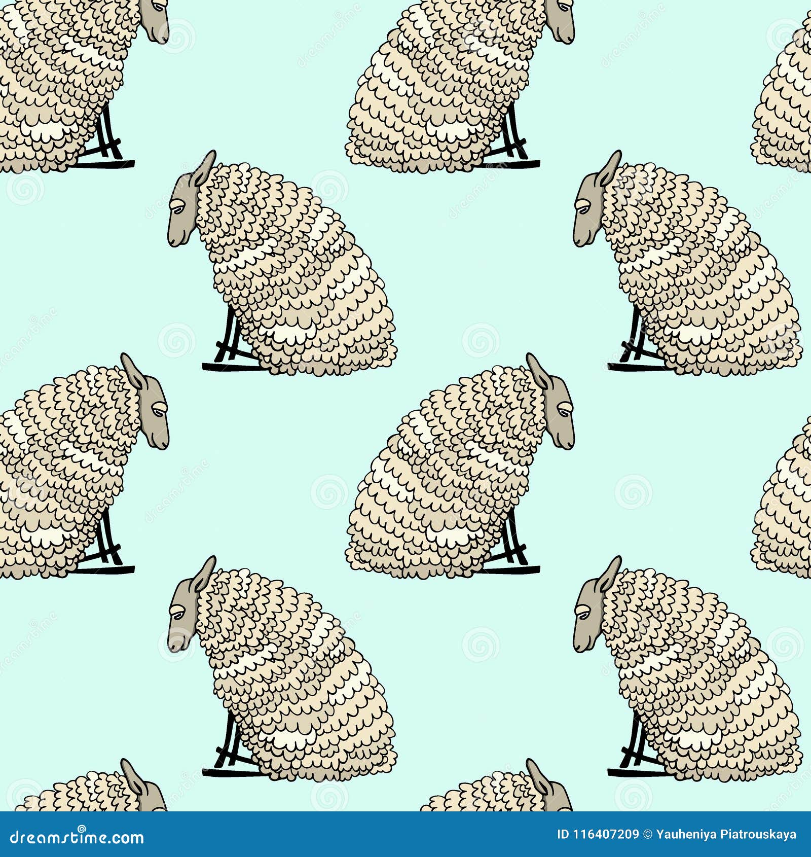 Hand drawn sheep pattern stock vector. Illustration of nature - 116407209