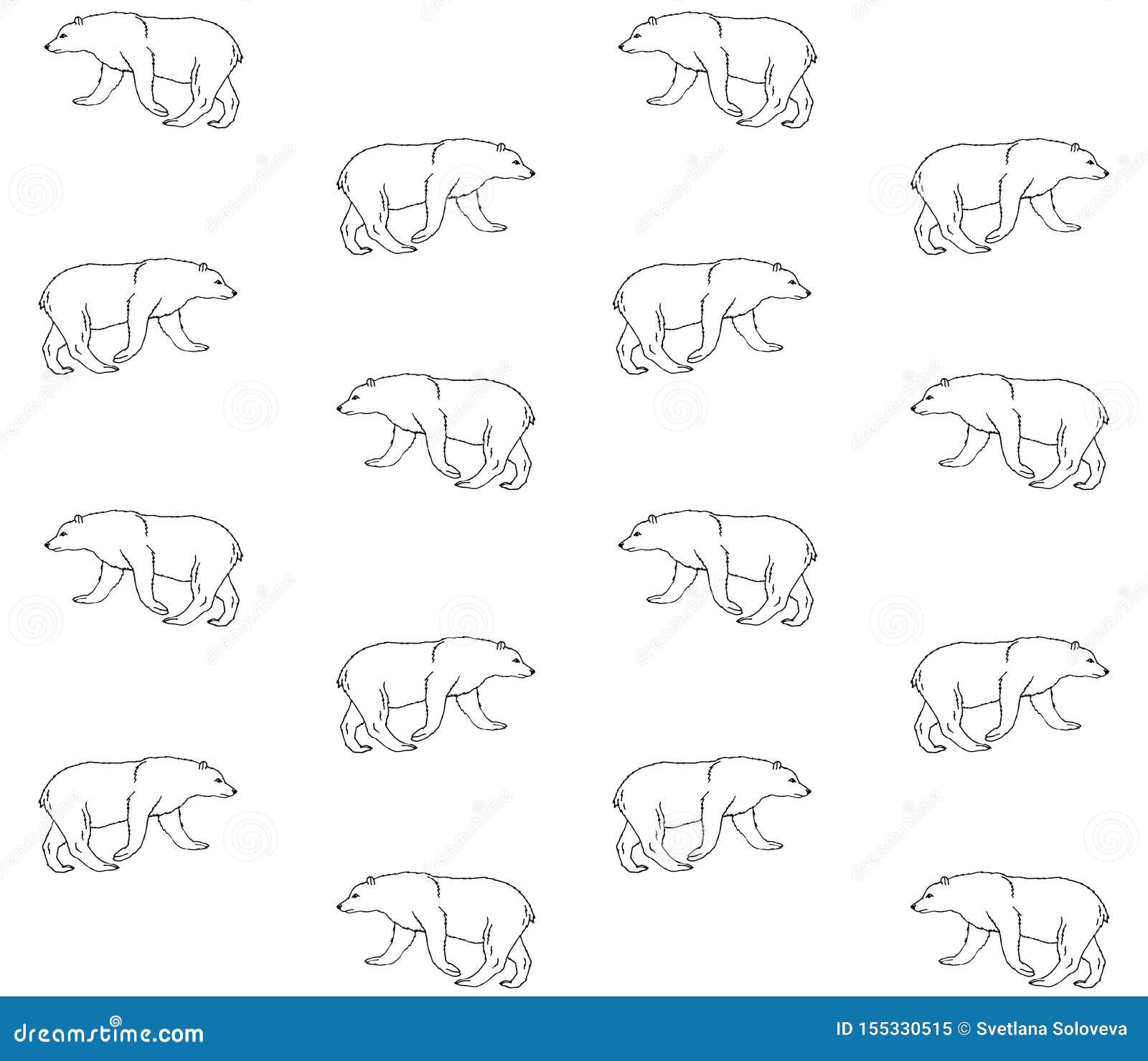 Vector Seamless Pattern of Hand Drawn Grizzly Bear Stock Vector ...