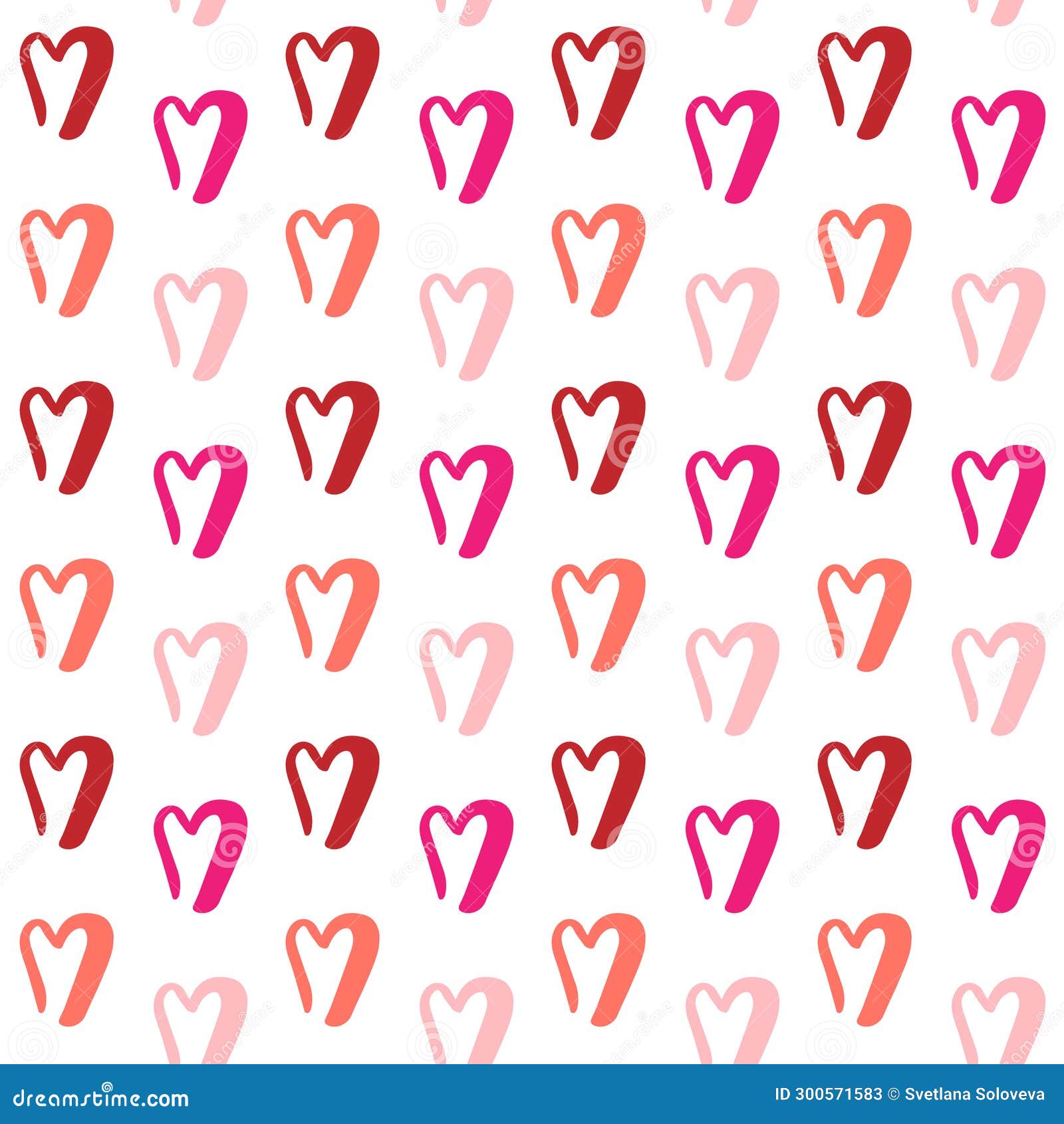 Vector Seamless Pattern of Hand Drawn Heart Stock Illustration ...