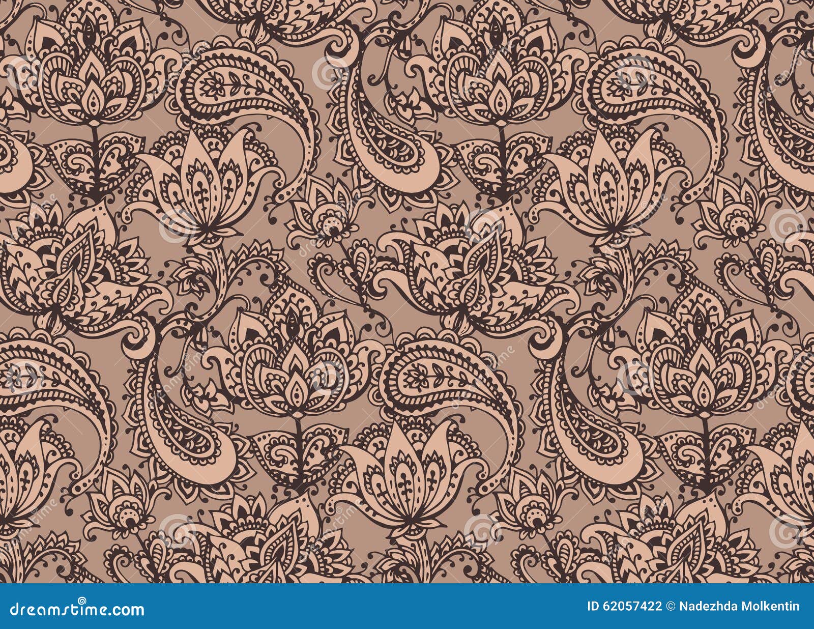 Vector Seamless Pattern with Hand Drawn Henna Design Elements Stock ...