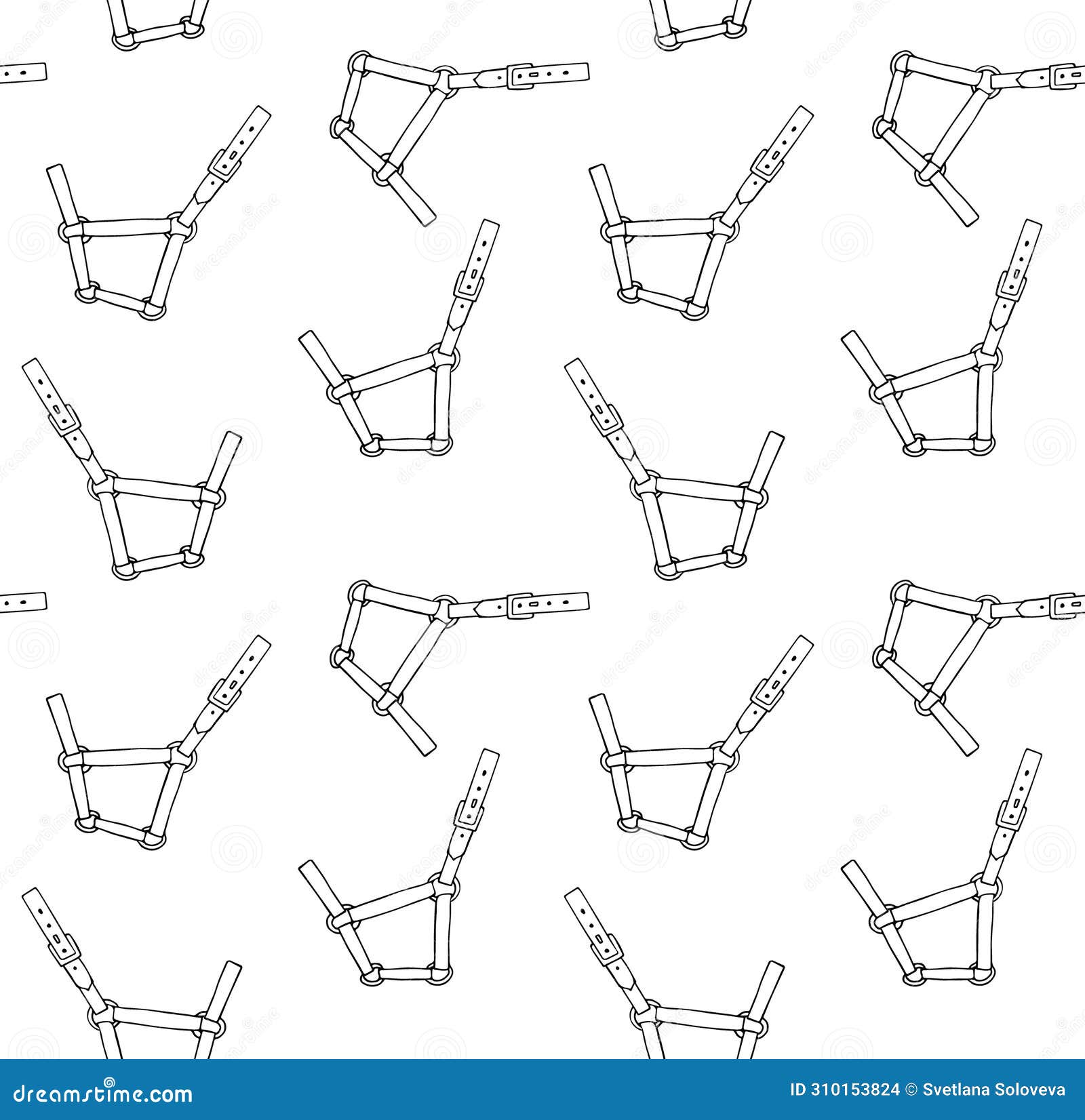 Vector Seamless Pattern of Hand Drawn Horse Halter Stock Vector ...