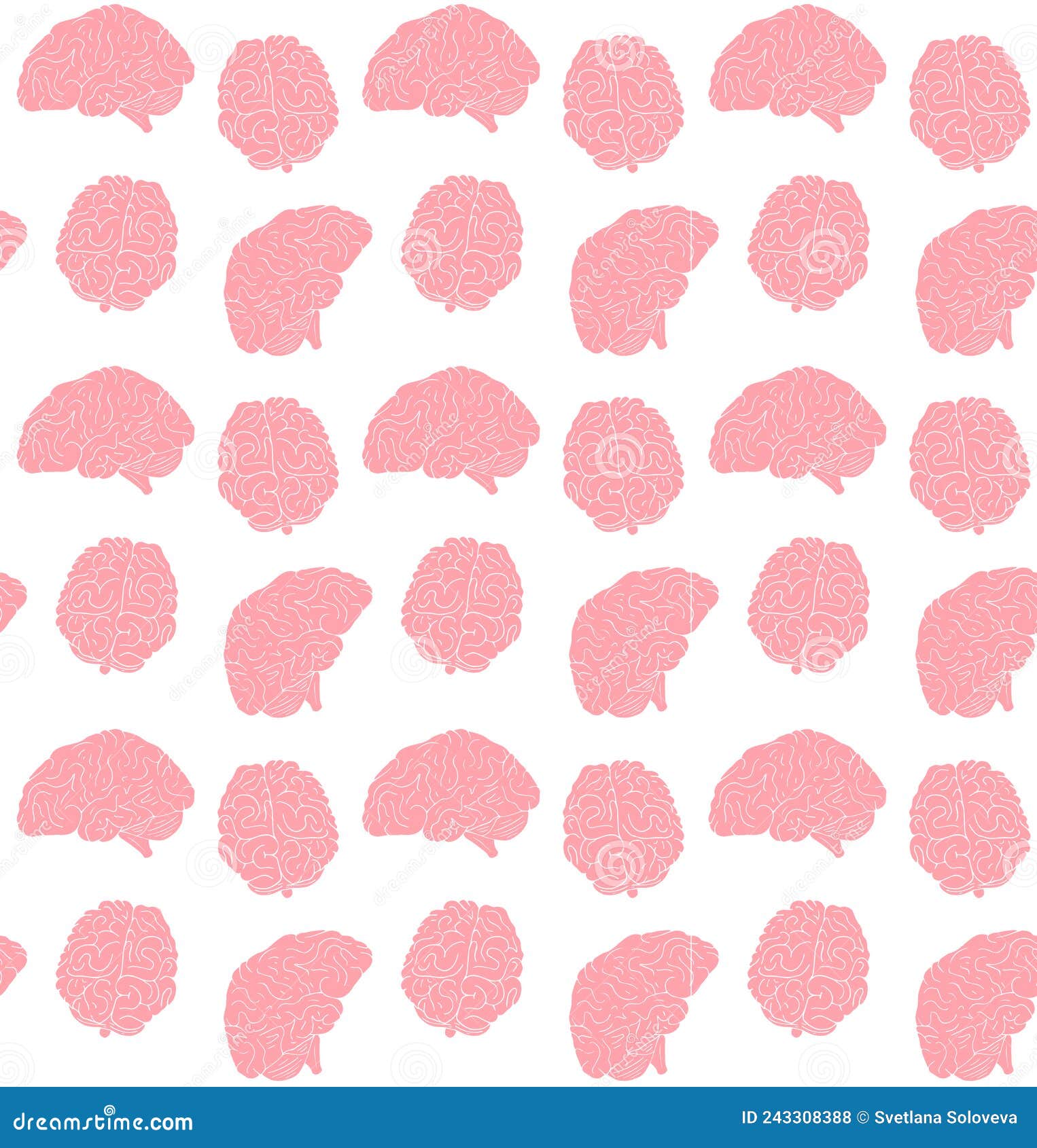 Vector Seamless Pattern of Hand Drawn Human Brain Stock Vector ...