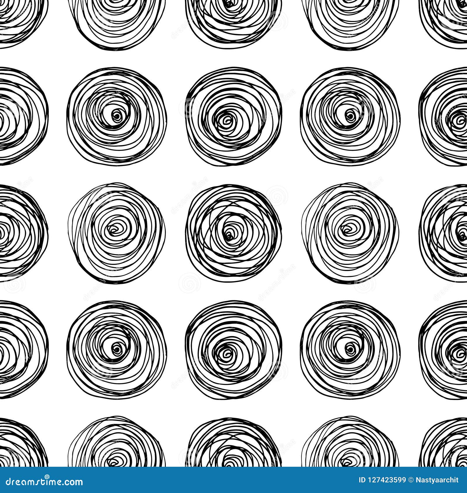 Vector Seamless Pattern with Hand Drawn Ink Circles, Hipster Style ...