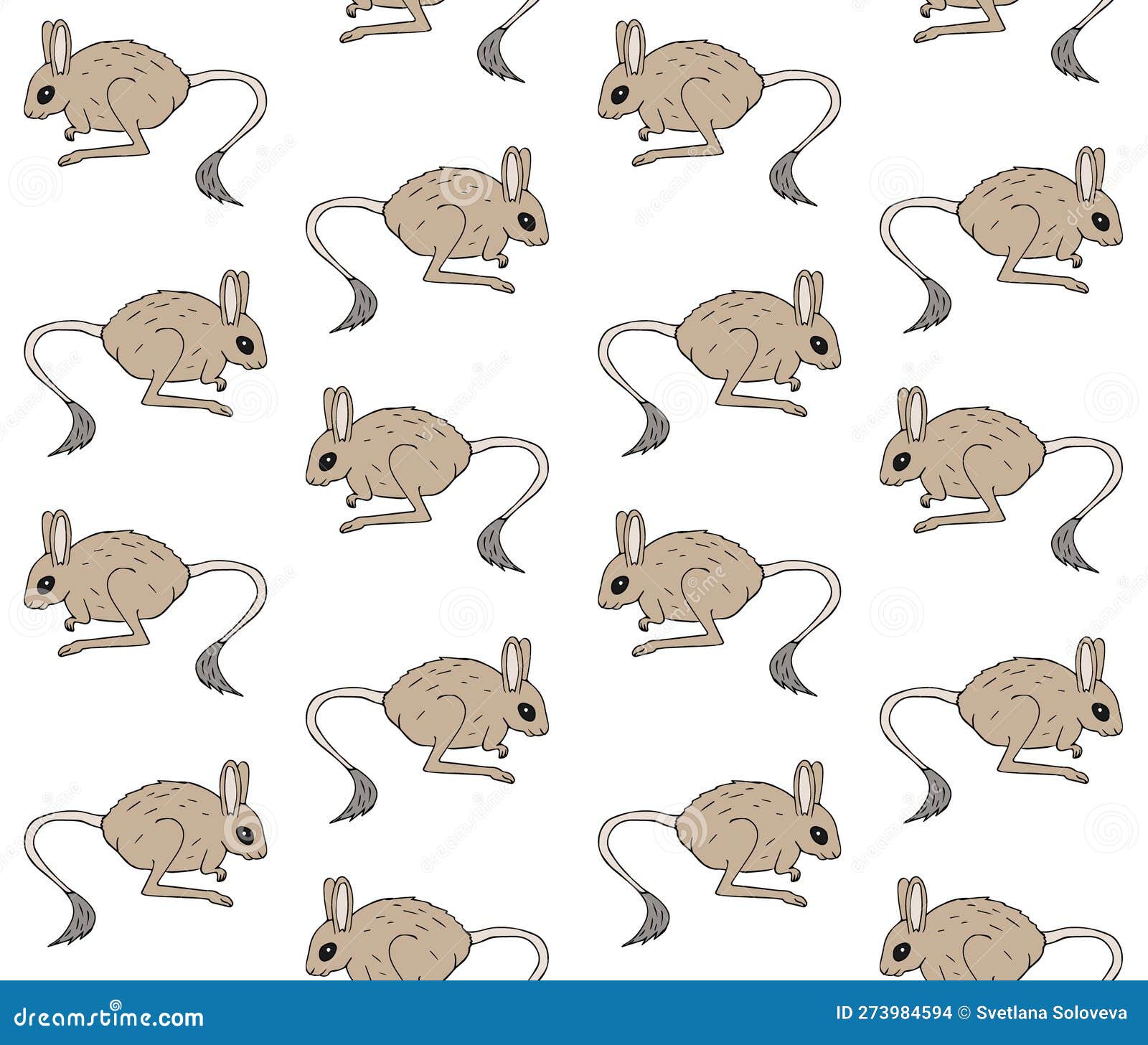 Vector Seamless Pattern of Hand Drawn Jerboa Stock Vector ...
