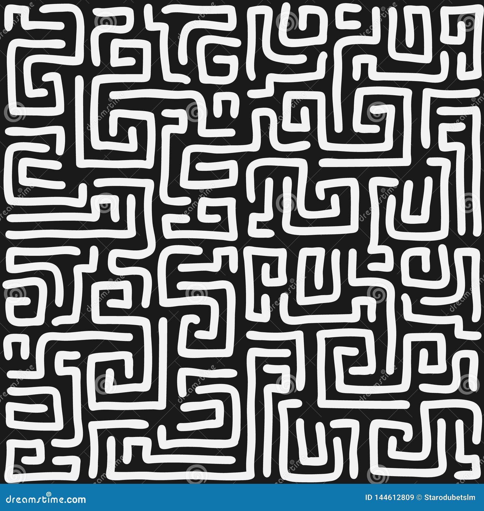 Vector Seamless Pattern with Hand Drawn Labyrinth Stock Vector ...