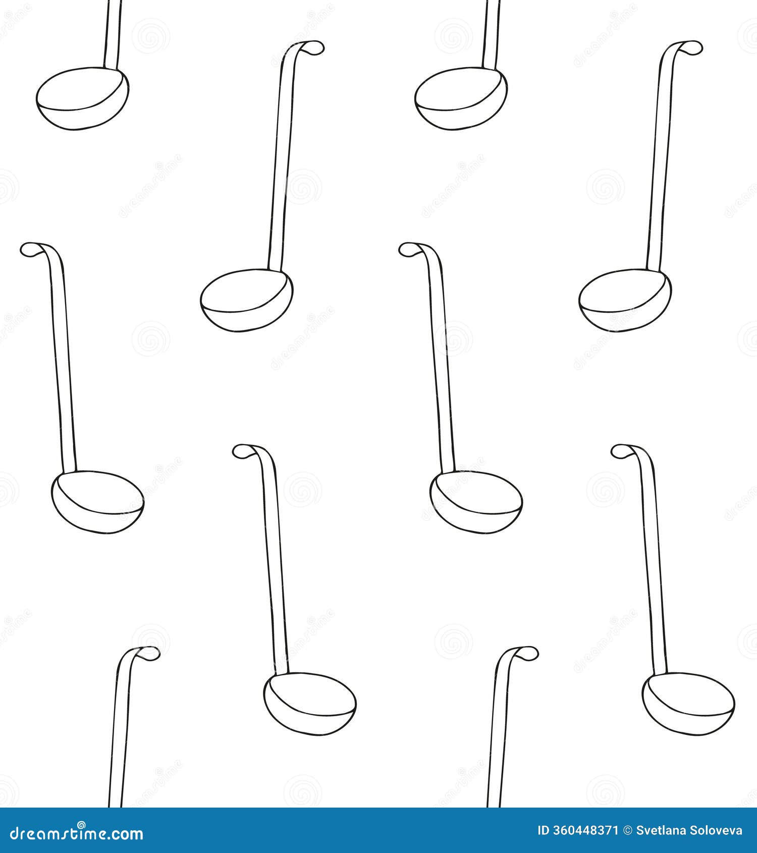 Vector Seamless Pattern of Hand Drawn Ladle Stock Illustration ...