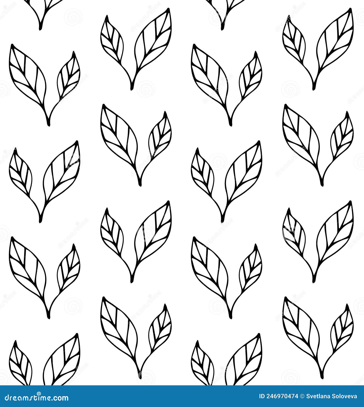 Vector Seamless Pattern of Hand Drawn Leaves Stock Vector ...