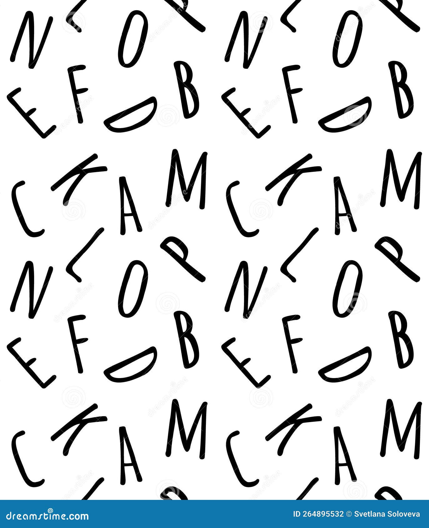 Vector Seamless Pattern of Hand Drawn Letters Stock Vector ...