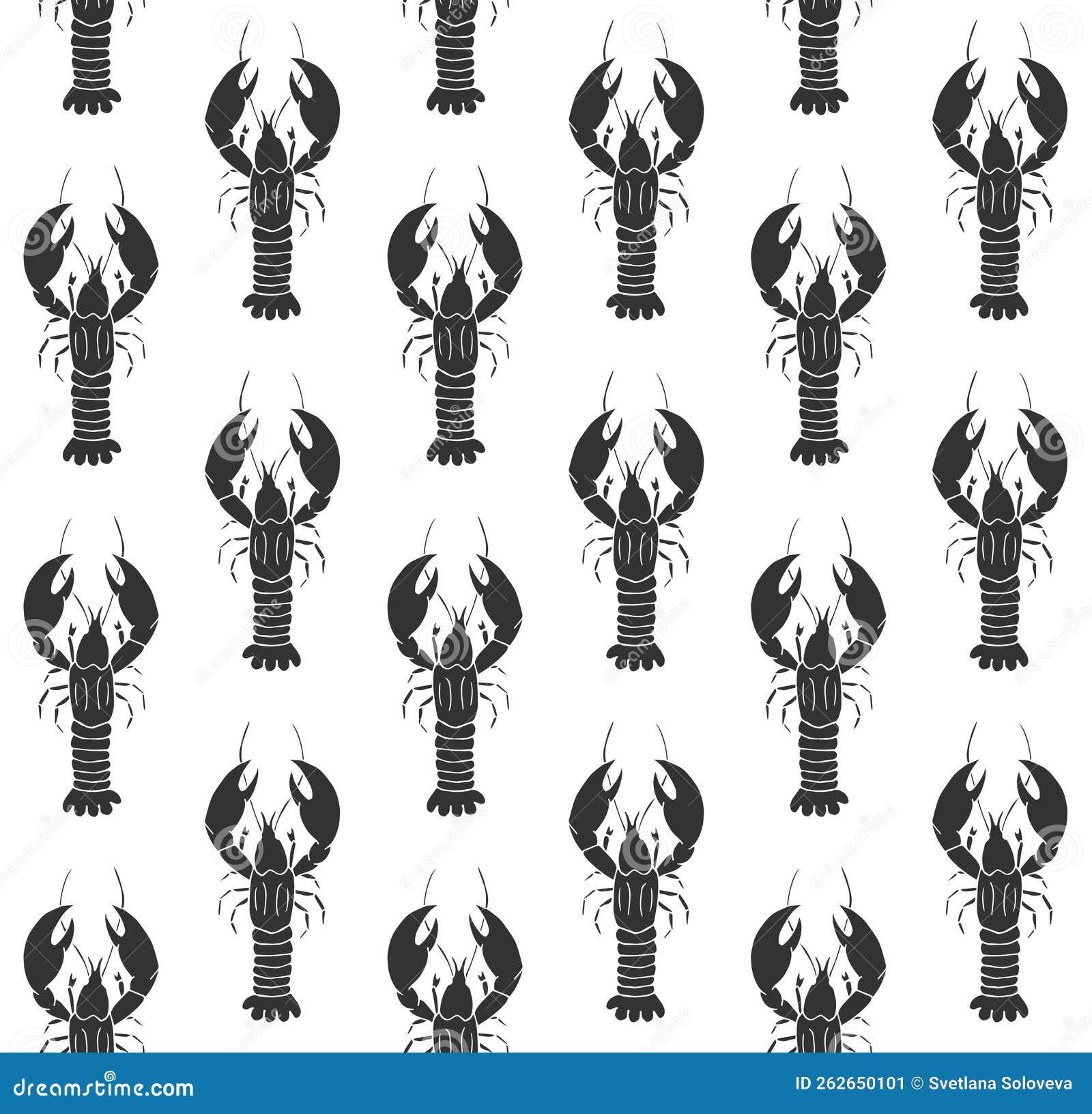 Vector Seamless Pattern of Hand Drawn Lobster Stock Vector ...