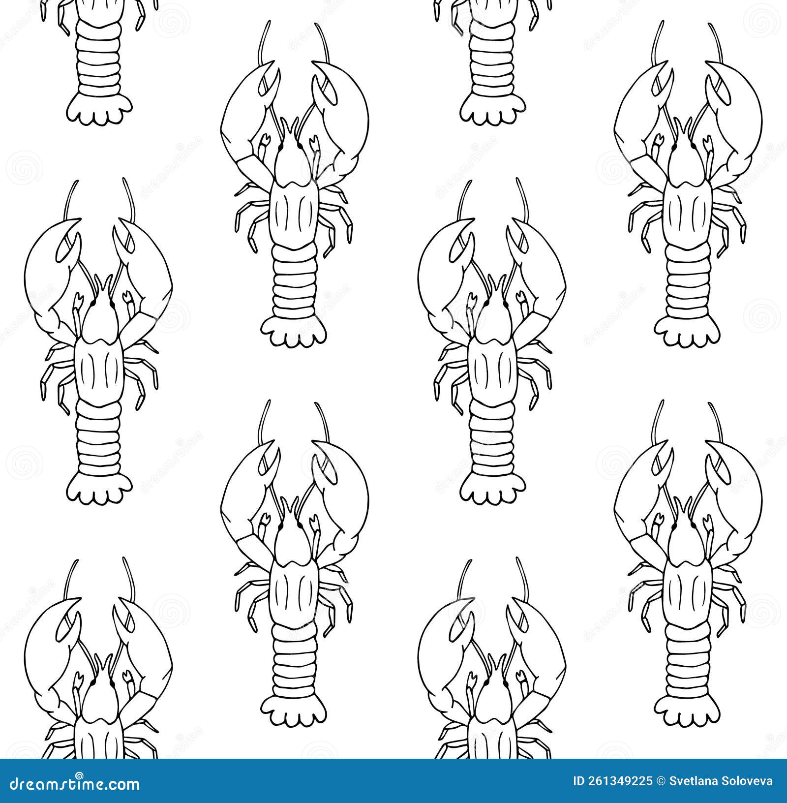 Vector Seamless Pattern of Hand Drawn Lobster Stock Vector ...