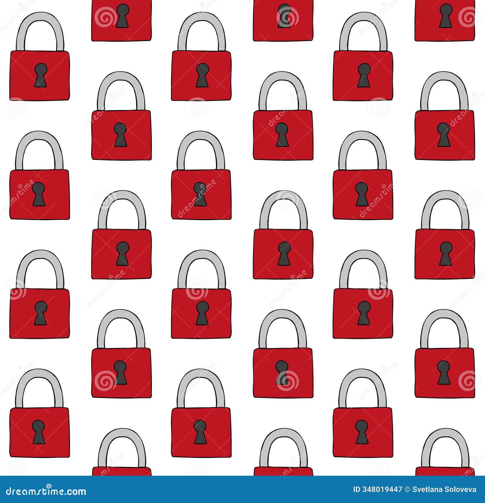 Vector Seamless Pattern of Hand Drawn Lock Stock Illustration ...