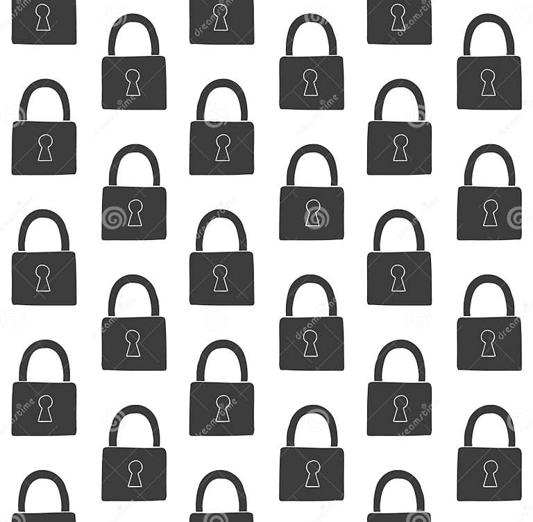 Vector Seamless Pattern of Hand Drawn Lock Stock Illustration ...
