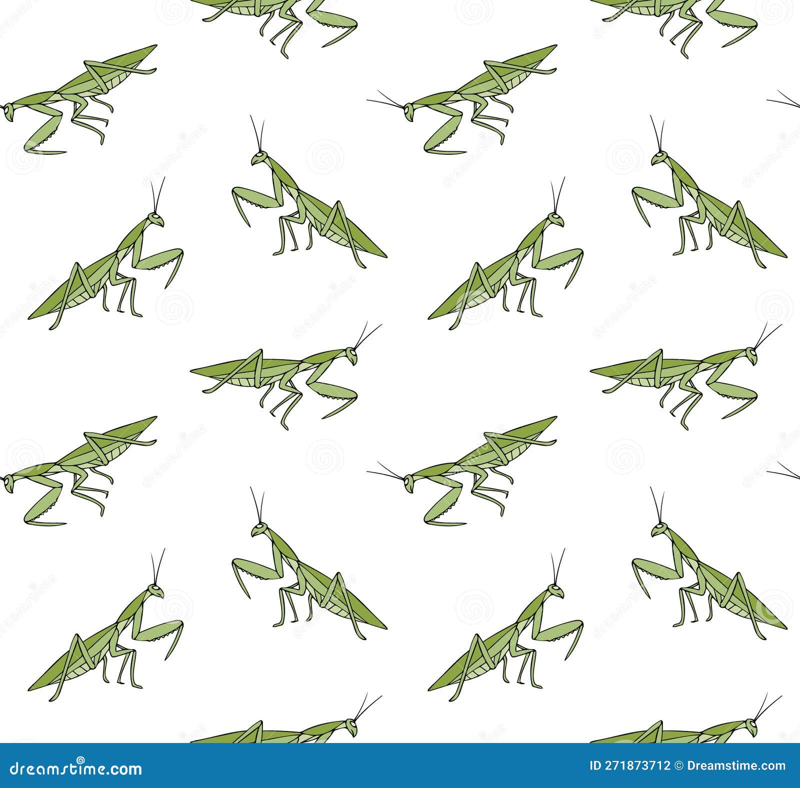 Vector Seamless Pattern of Hand Drawn Mantis Stock Vector ...