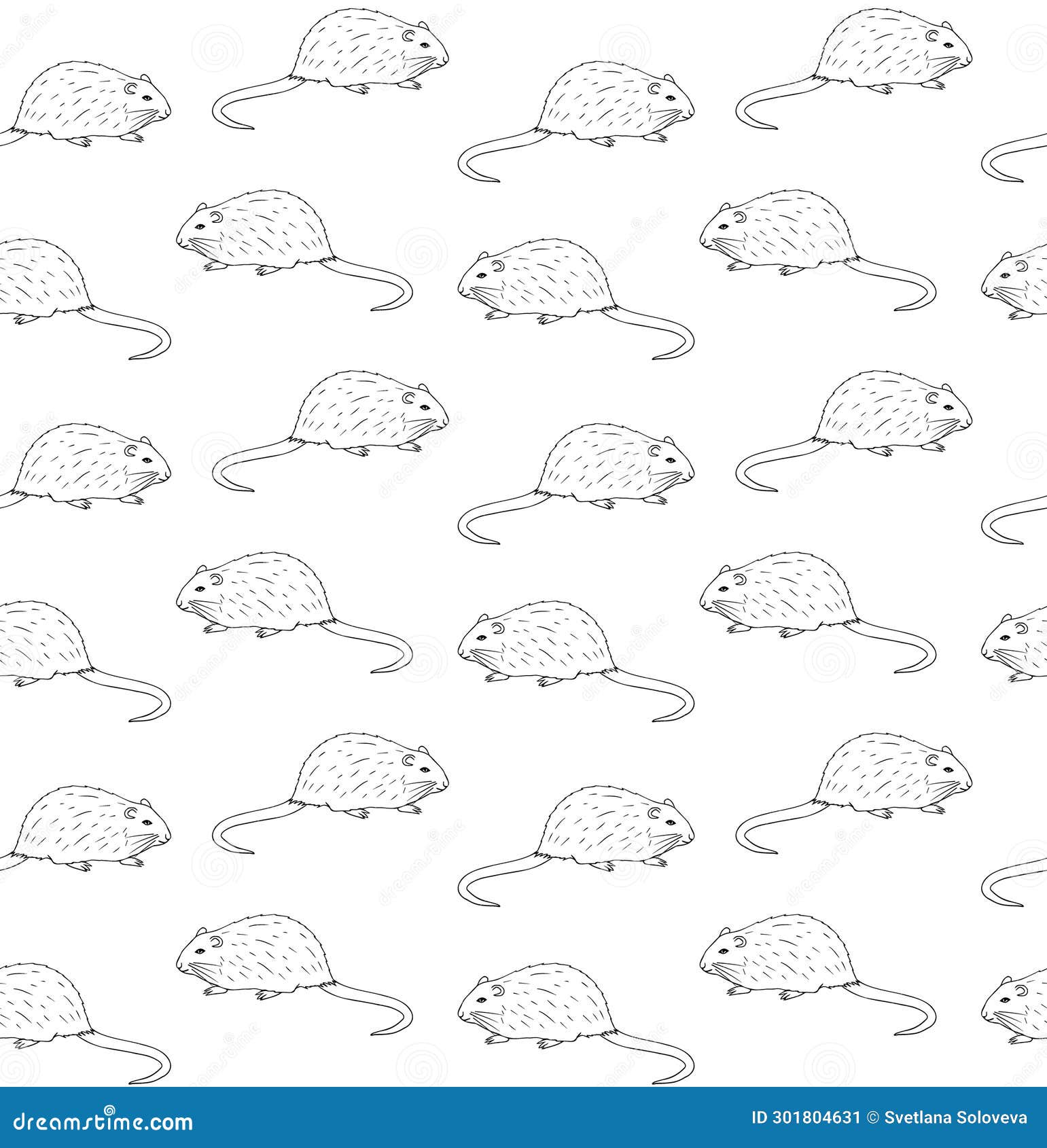Vector Seamless Pattern of Hand Drawn Nutria Stock Vector ...