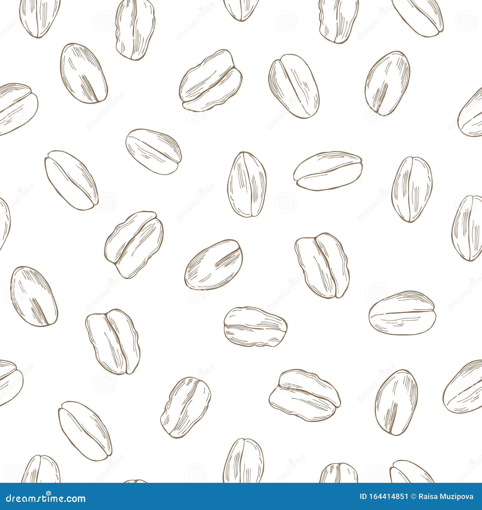 Vector Seamless Pattern with Hand Drawn Oat-flakes Stock Vector ...