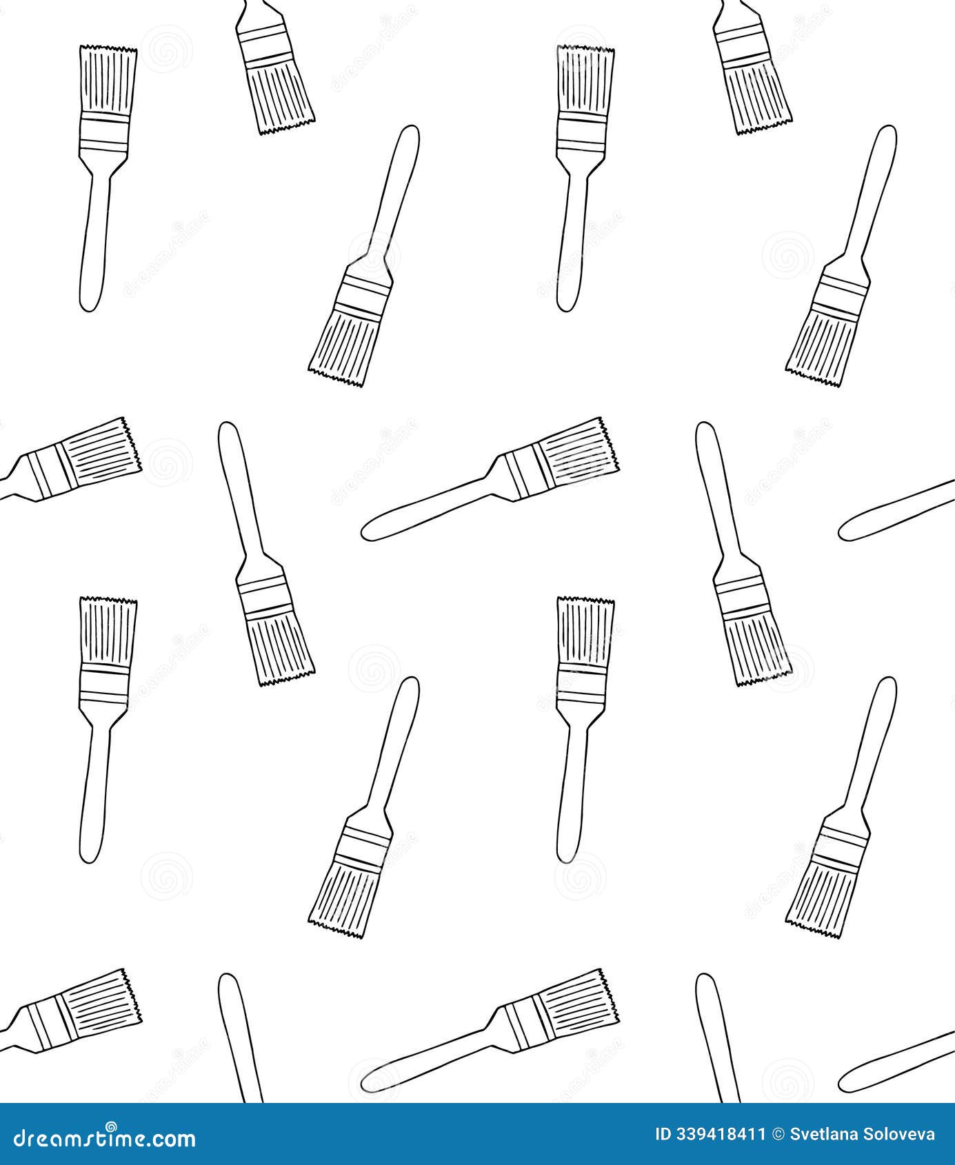 Vector Seamless Pattern of Hand Drawn Paint Brush Stock Illustration ...