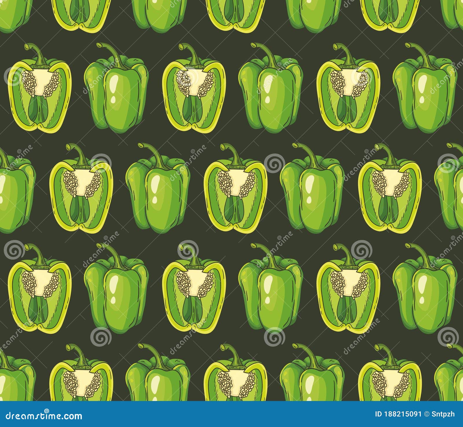 Vector Seamless Pattern with Hand-drawn Peppers. Texture Design Stock ...