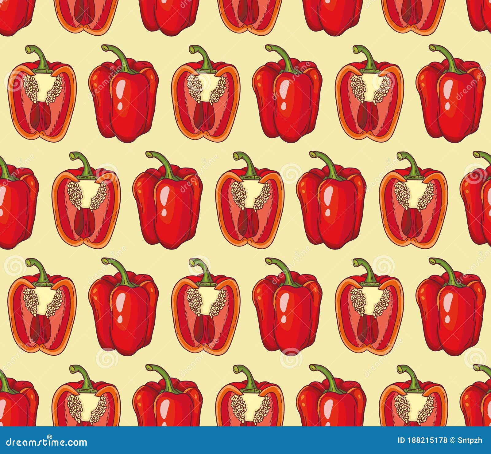 Vector Seamless Pattern with Hand-drawn Peppers. Texture Design Stock ...