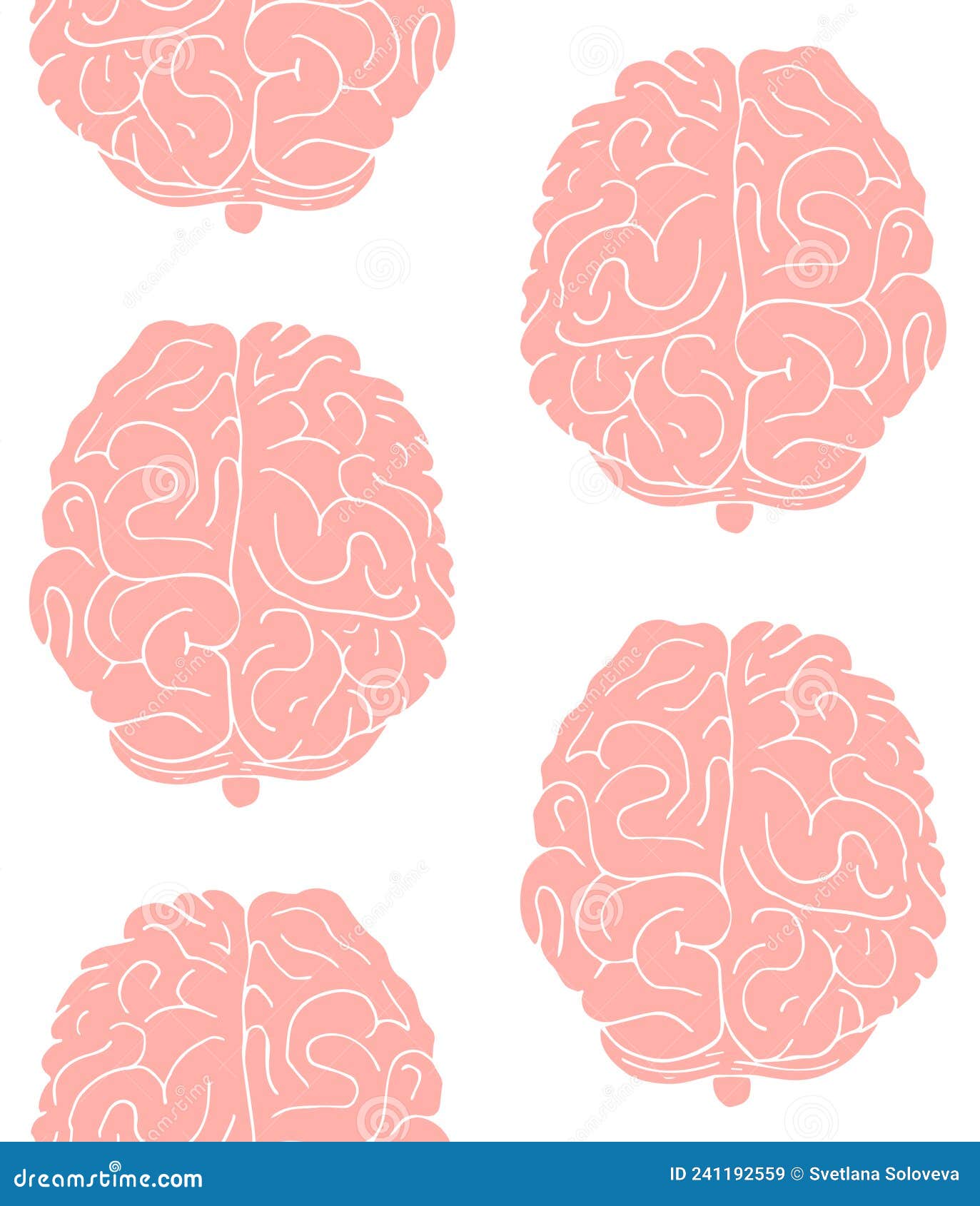 Vector Seamless Pattern of Hand Drawn Pink Brain Stock Vector ...